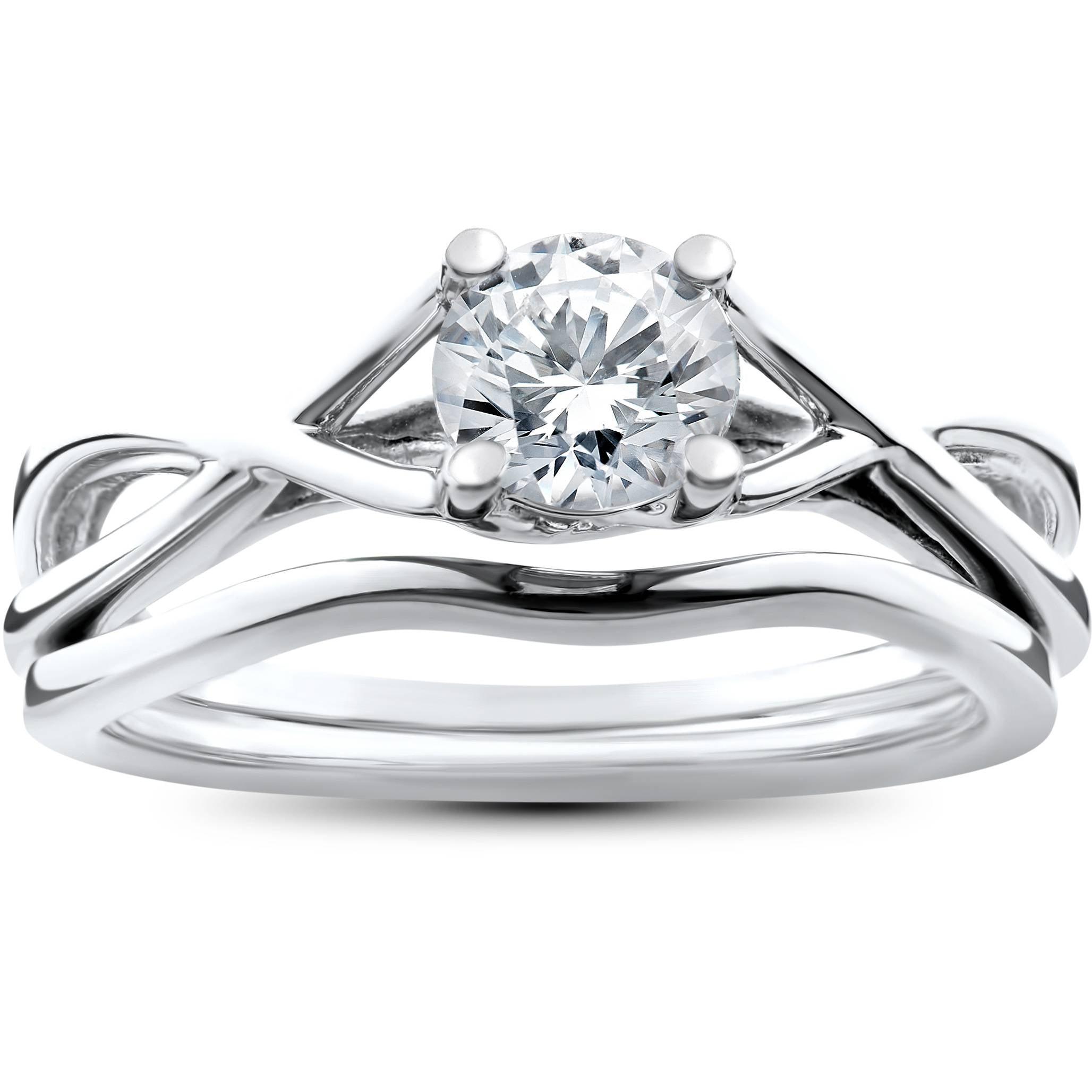 Pompeii3 1/2ct Intertwined Diamond Engagement Ring Set 14k White Gold ...