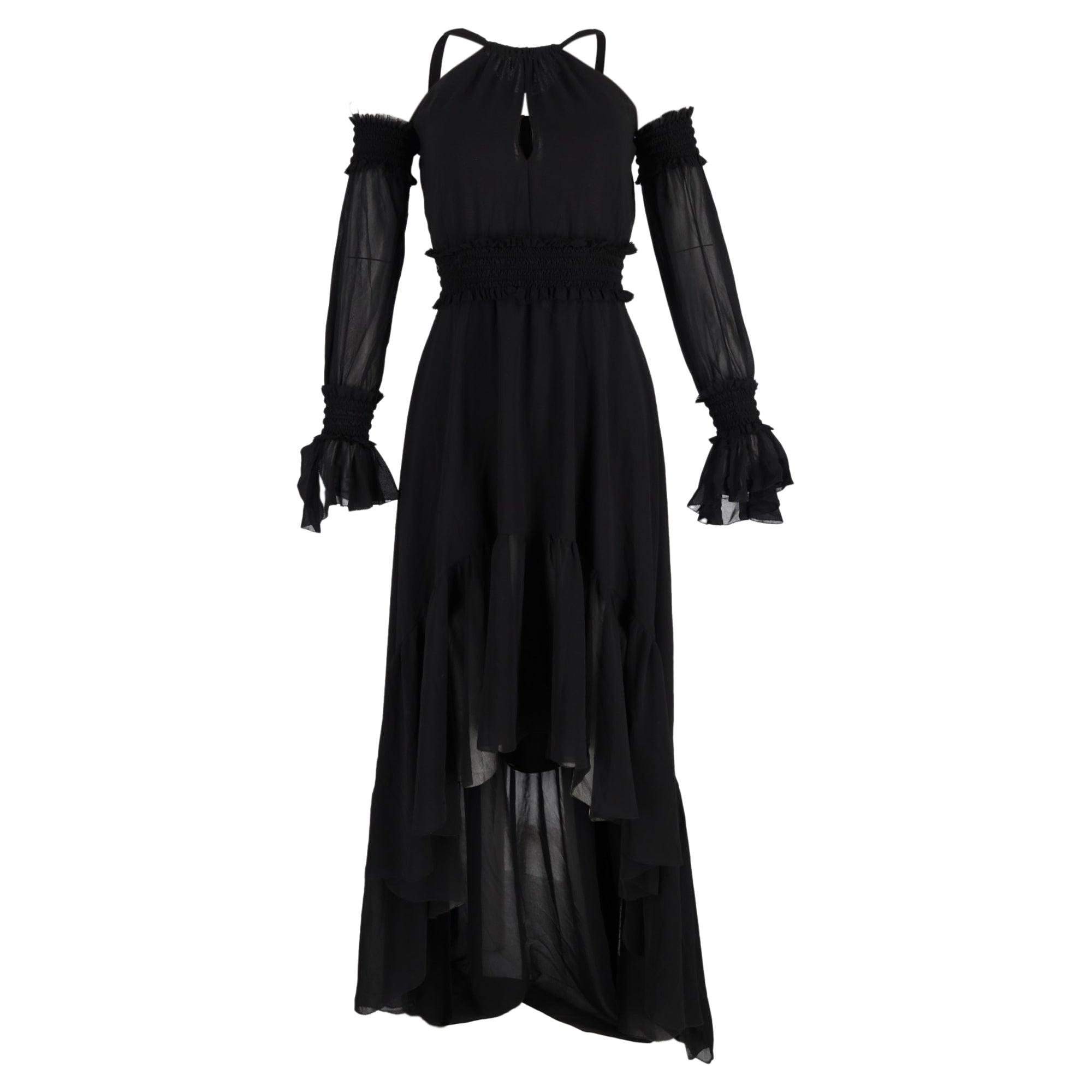 Versace Midi Gothic Off-Shoulder Long Back Dress in Black | Lyst