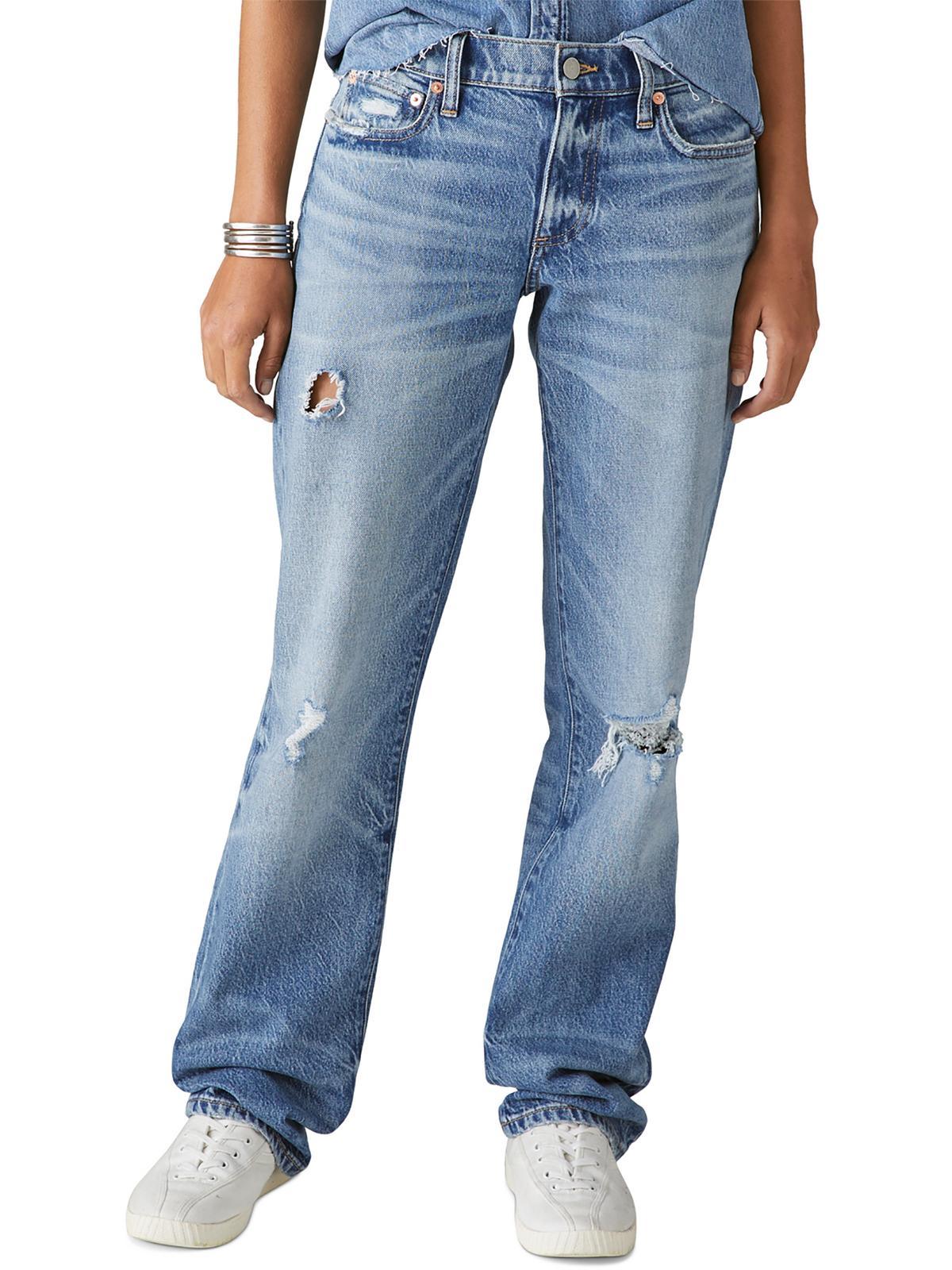Lucky Brand Denim Destroyed Bootcut Jeans in Blue | Lyst