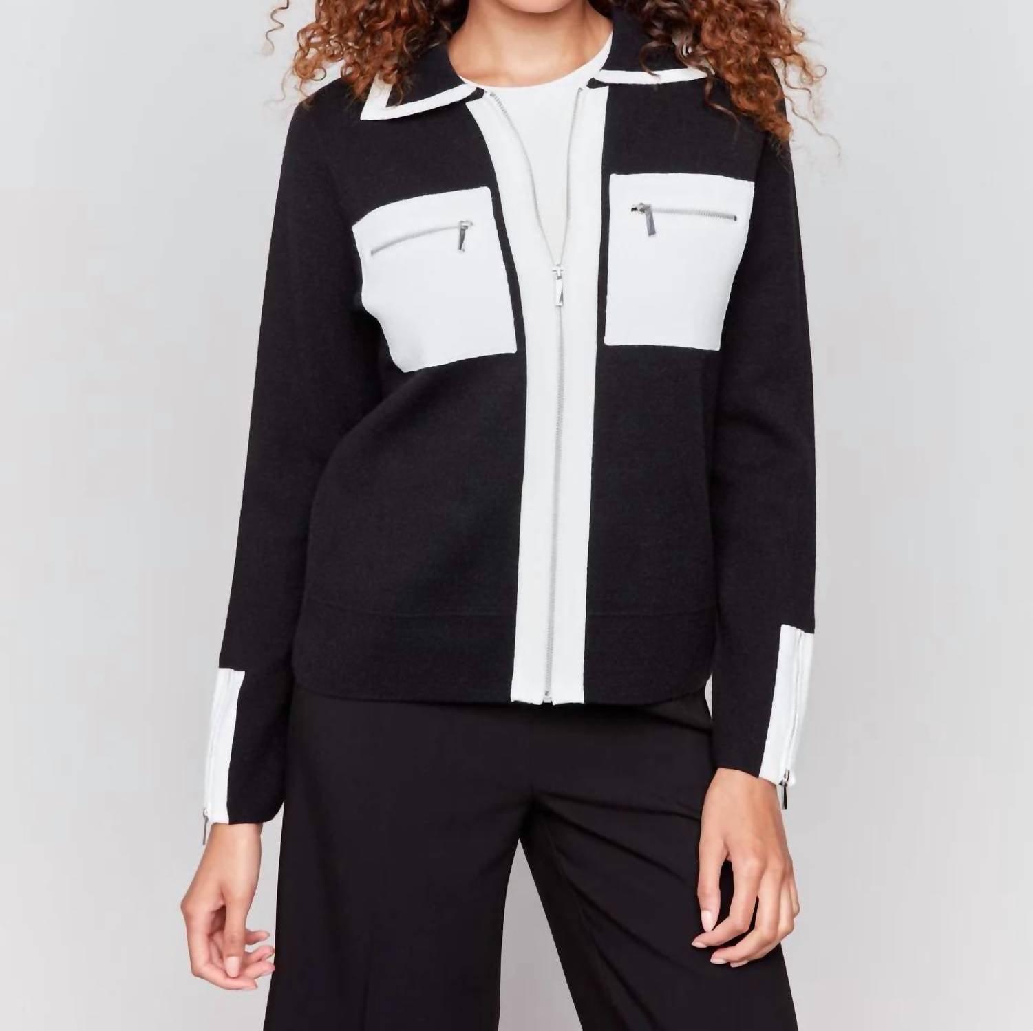 Charlie b Short Gutsy Knit Jacket in Black | Lyst