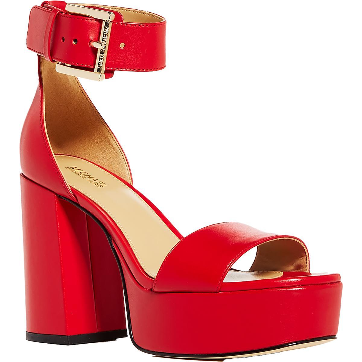 MICHAEL Michael Kors Tara Leather Snake Heels in Red | Lyst