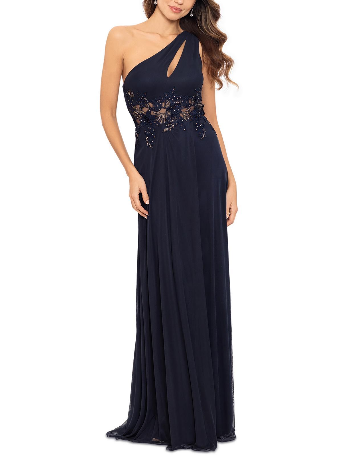 Betsy & Adam Embellished Polyester Evening Dress in Blue | Lyst