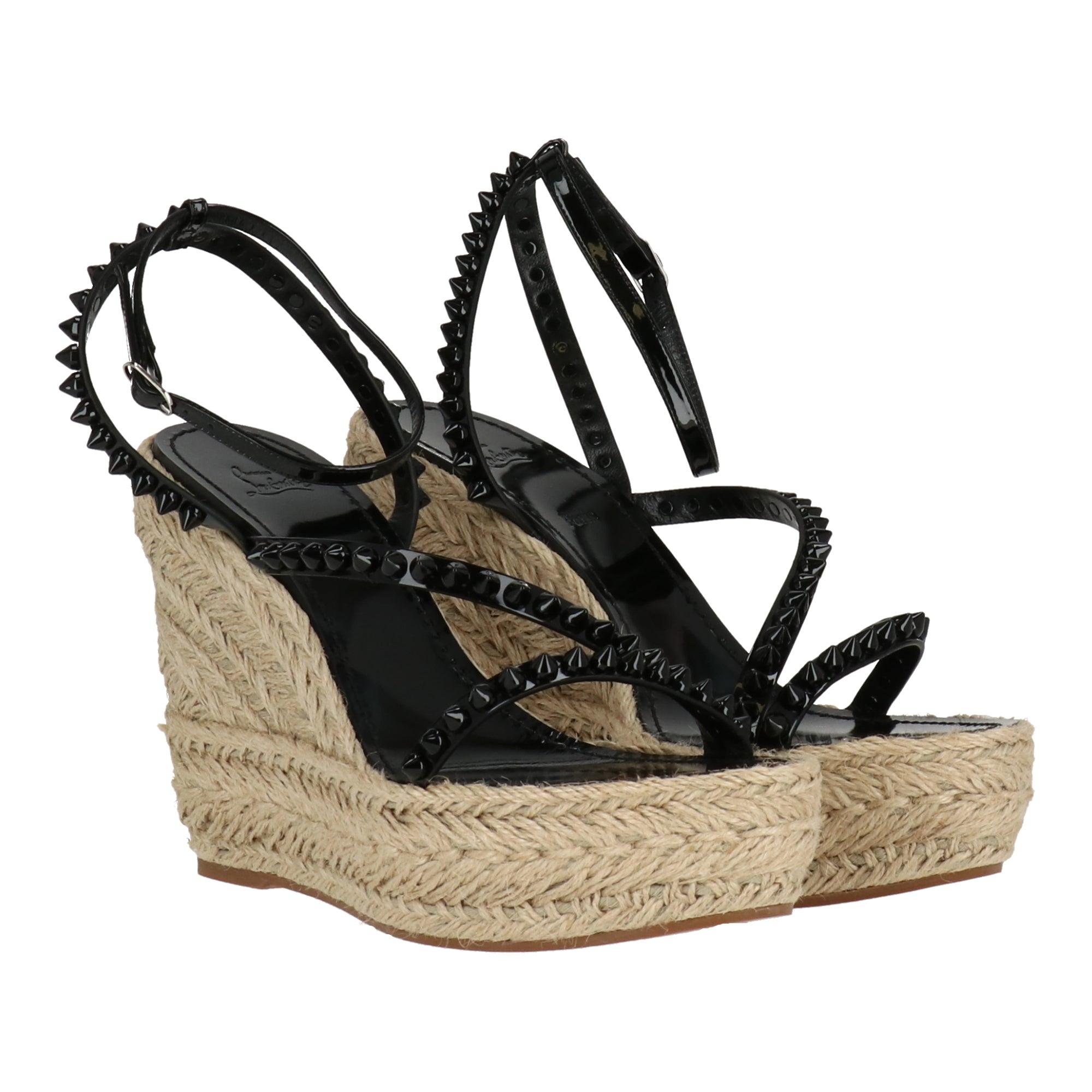 Christian Louboutin Natural Wedge in Black | Lyst