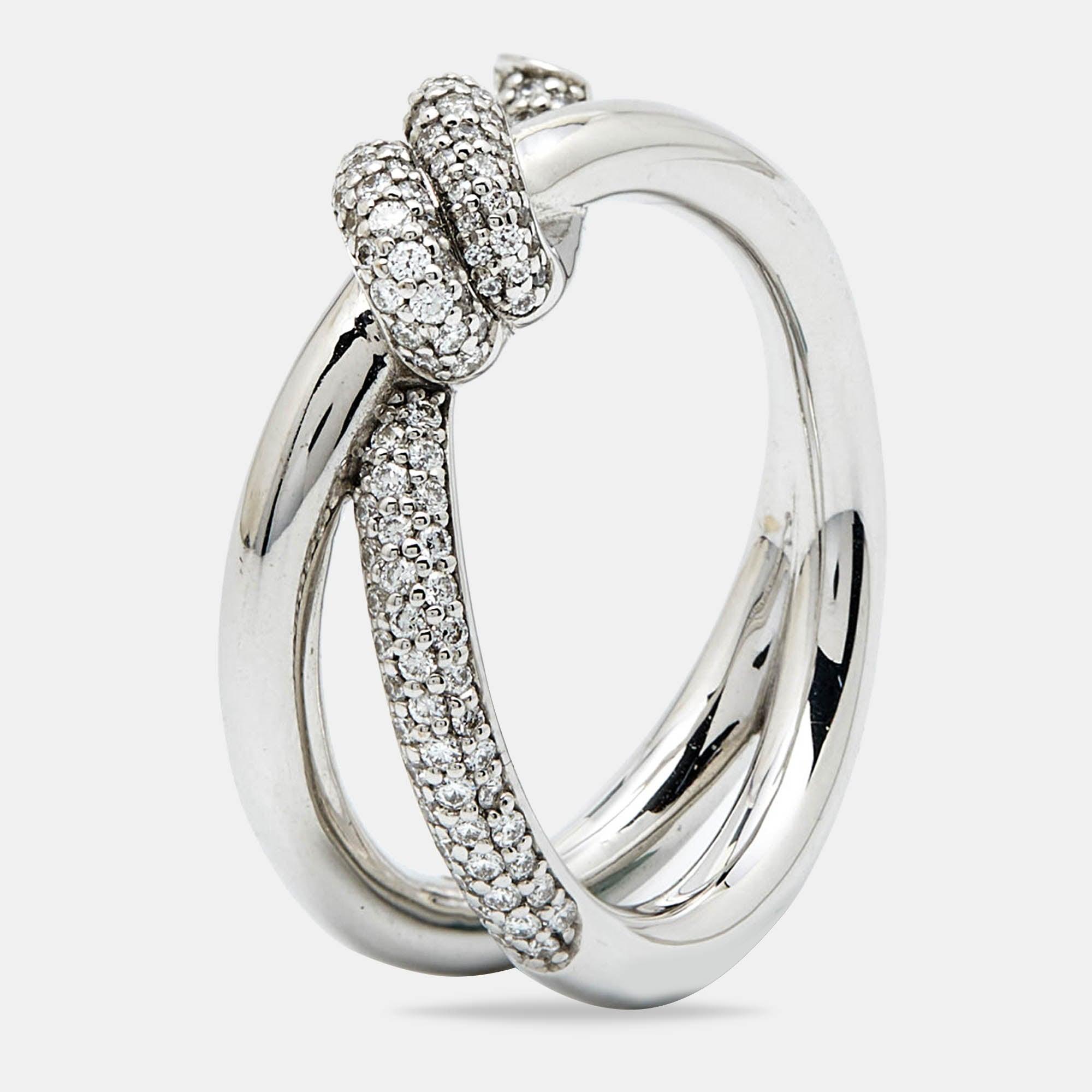 Tiffany & Co. Tiffany Knot Double Row Diamond 18K Ring in Metallic | Lyst