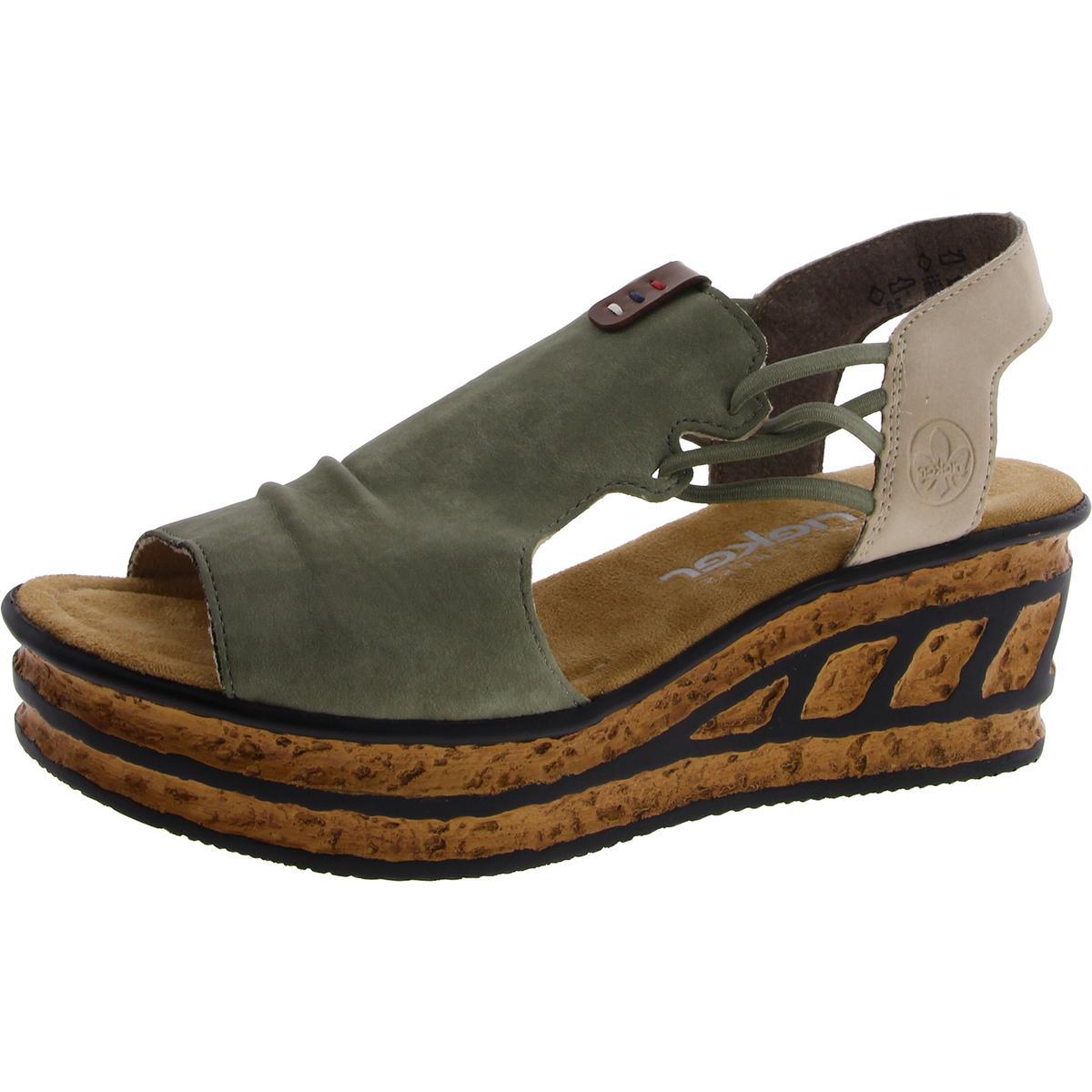 Rieker Rose 75 Faux Leather Slingback Wedge Sandals in Brown | Lyst