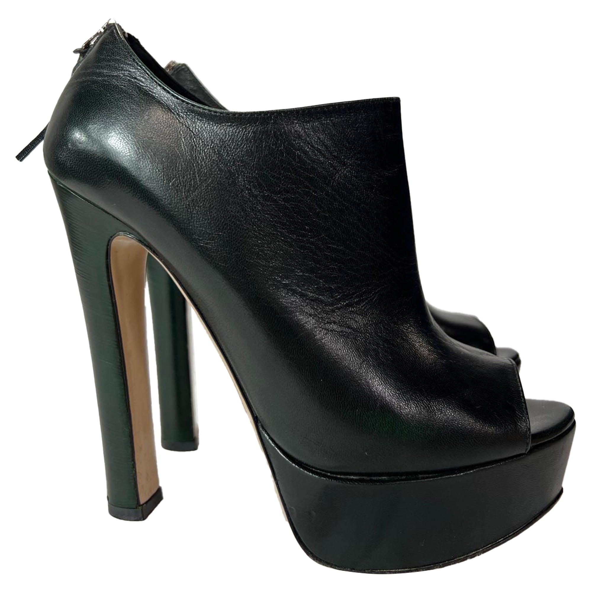 Miu Miu Peep Toe Platform Ankle Boots in Black | Lyst