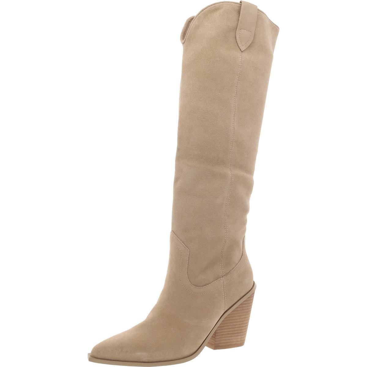 Steve Madden Brondy Suede Pull On Knee-High Boots in Natural | Lyst