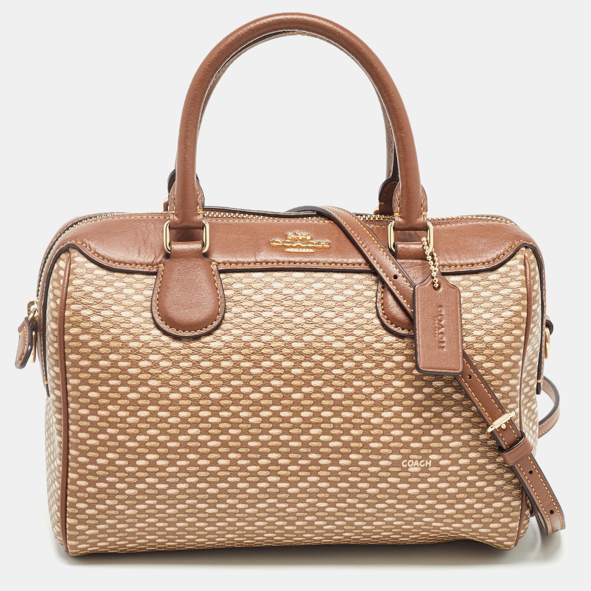 COACH Printed Coated Canvas And Leather Mini Bennett Satchel in Brown ...