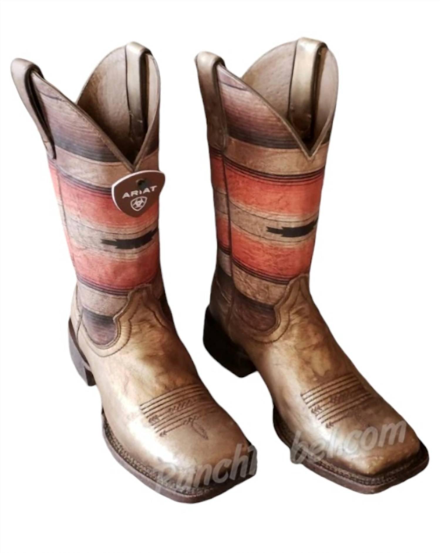 Ariat Distressed Leather Western Ankle Boots in Brown | Lyst