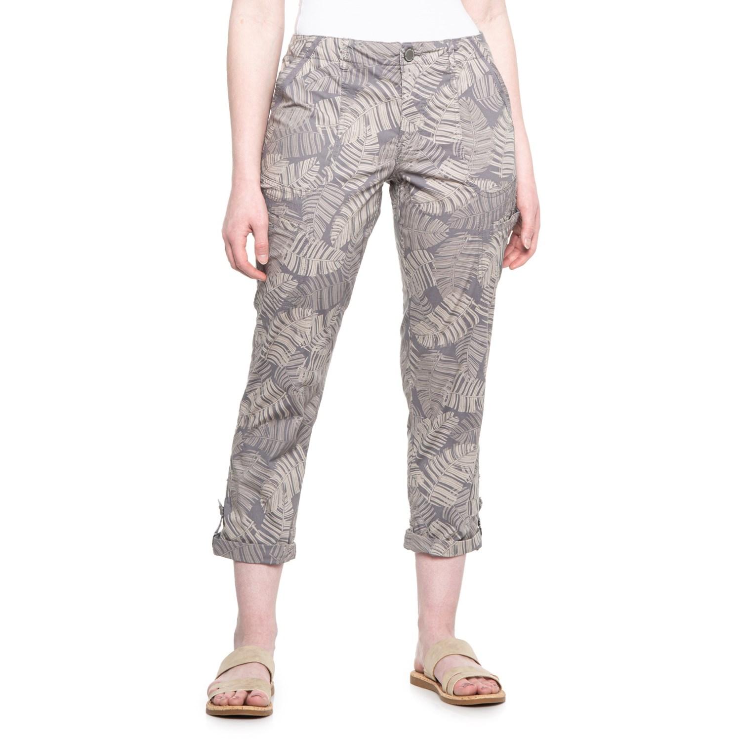 Democracy Palm Print Poplin Crop Pants in Natural | Lyst
