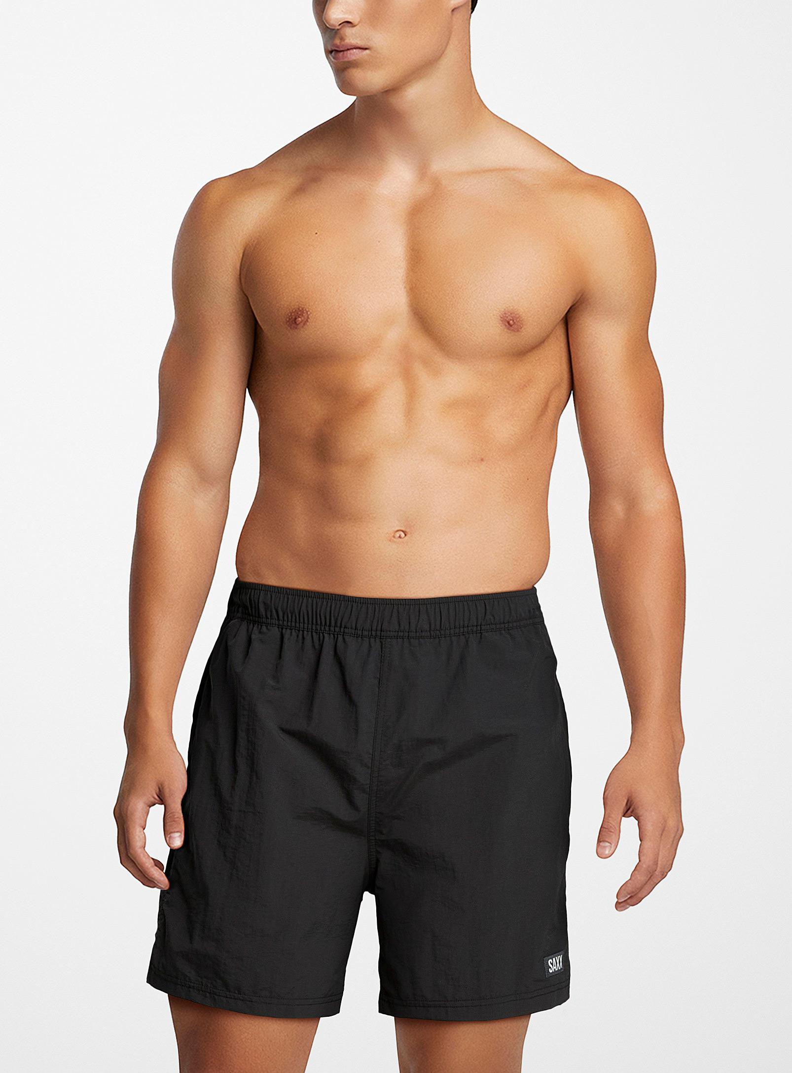 Saxx Underwear Co Stretch Nylon Solid Swim Trunk In Black For Men Lyst