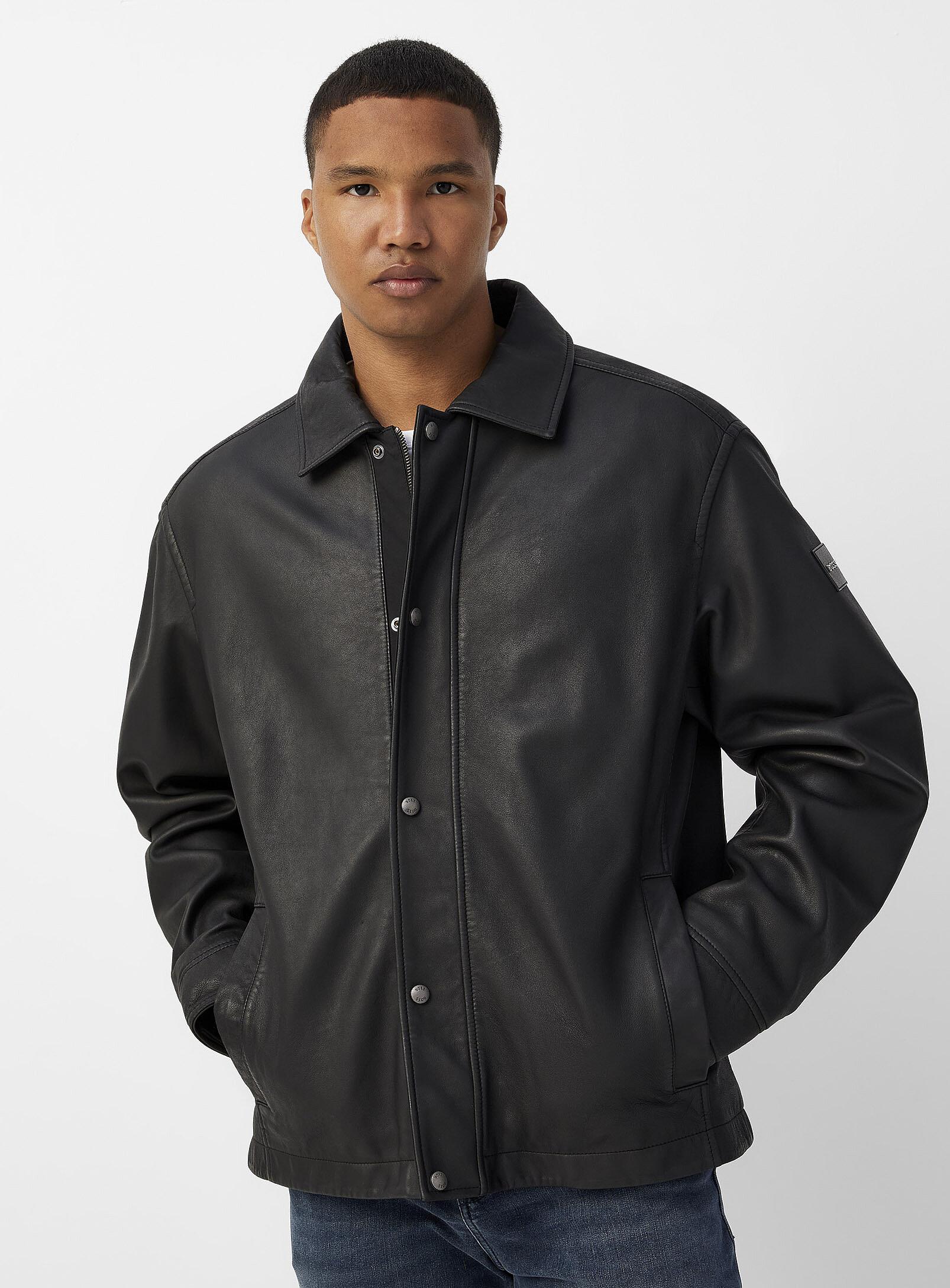 BOSS Jericho Leather Jacket in Black for Men | Lyst