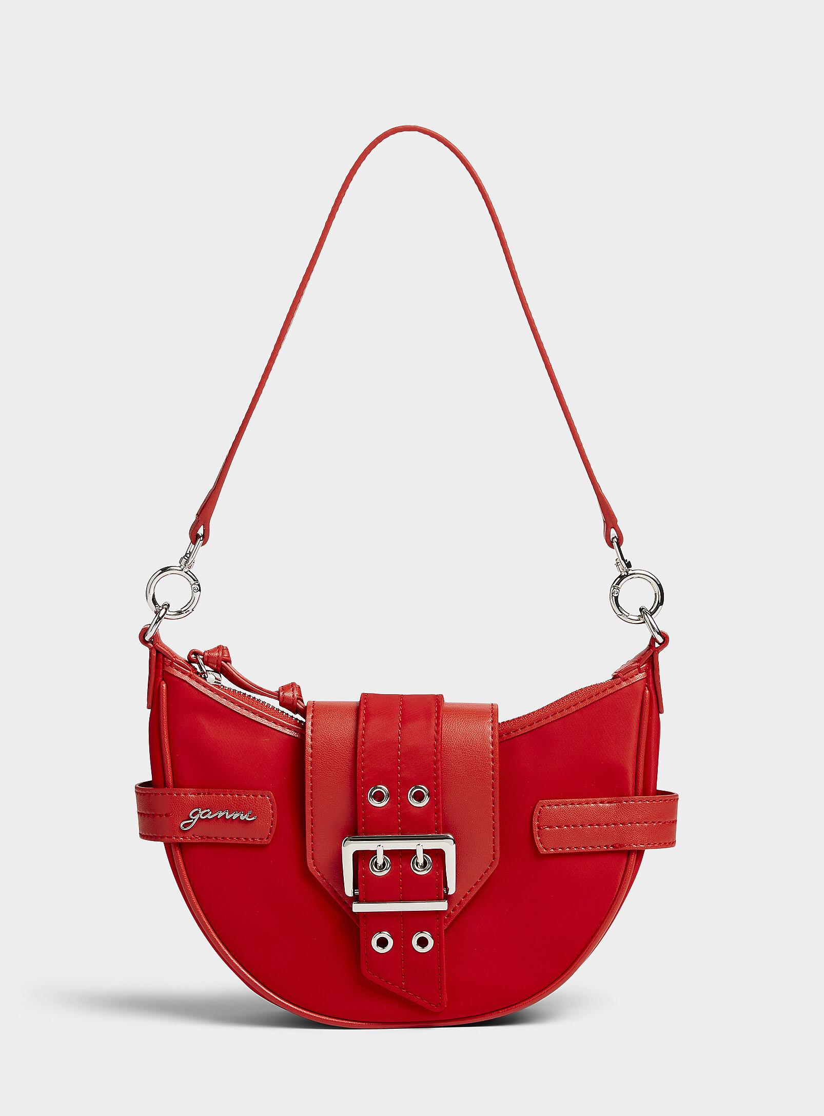 Ganni Grommets And Belt Red Crossbody Bag | Lyst