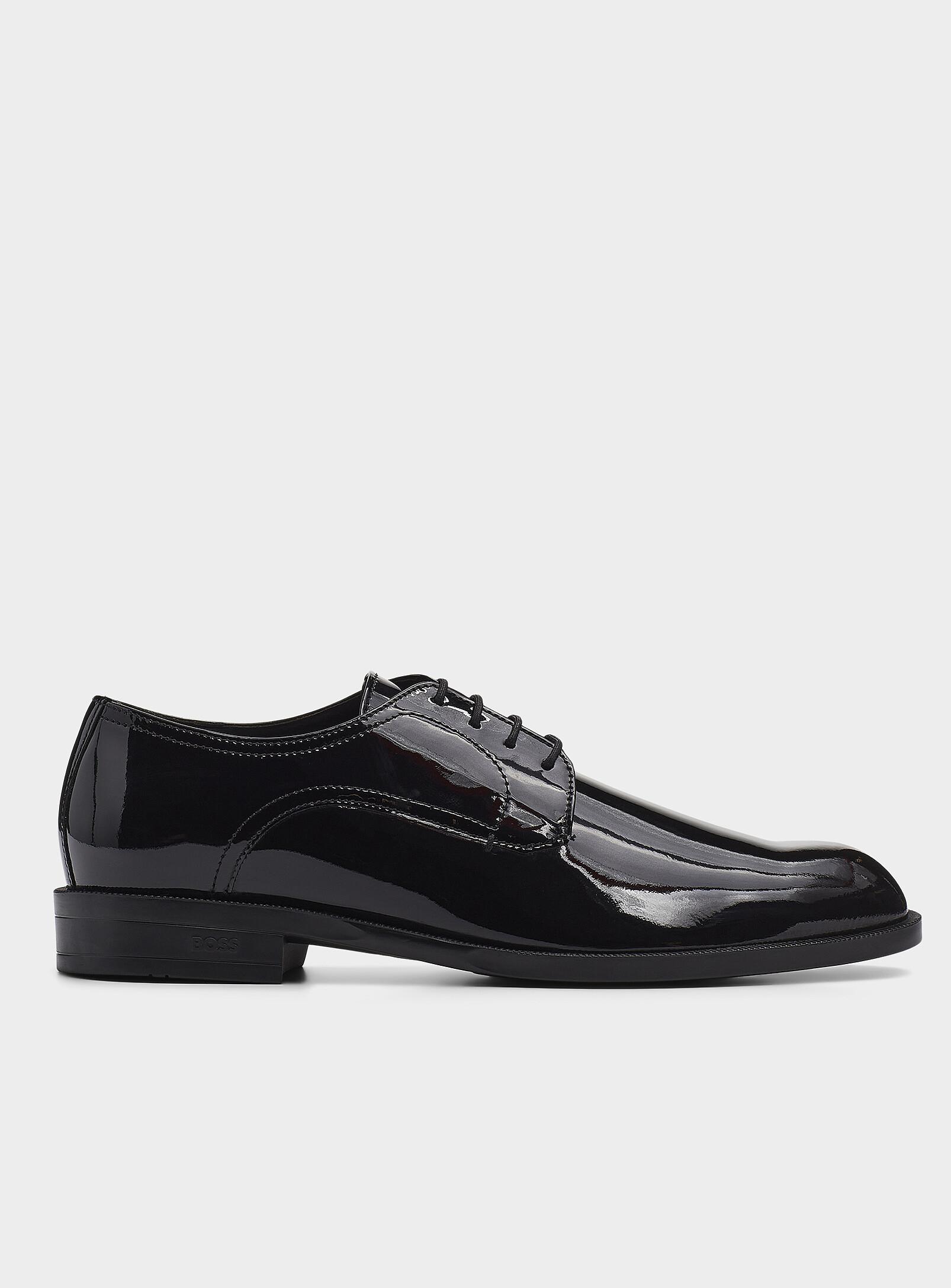 BOSS Tayil Shiny Leather Derby Shoes Men in Black for Men | Lyst