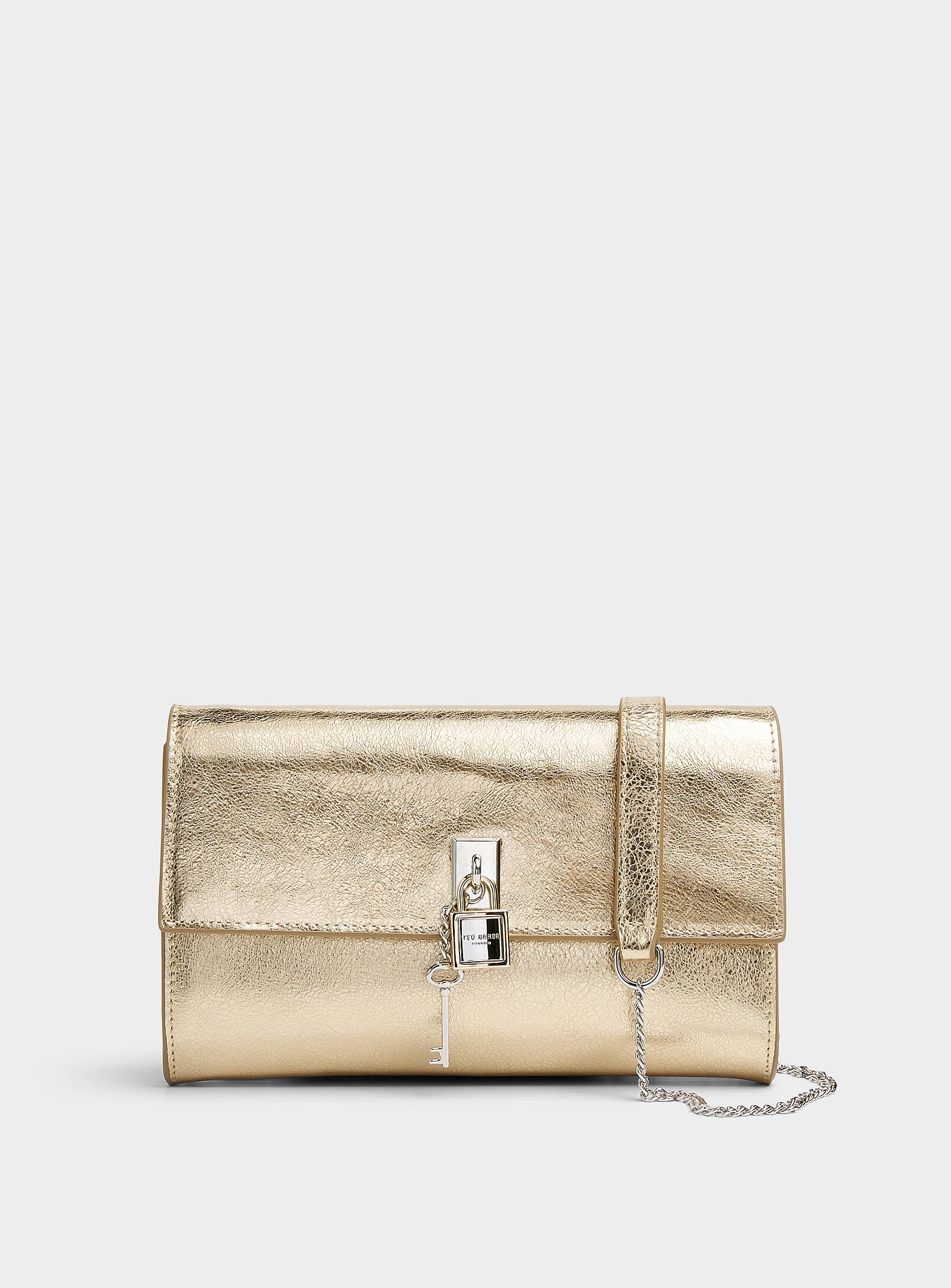 Ted Baker Cyra Metallic Leather Evening Bag in Natural | Lyst