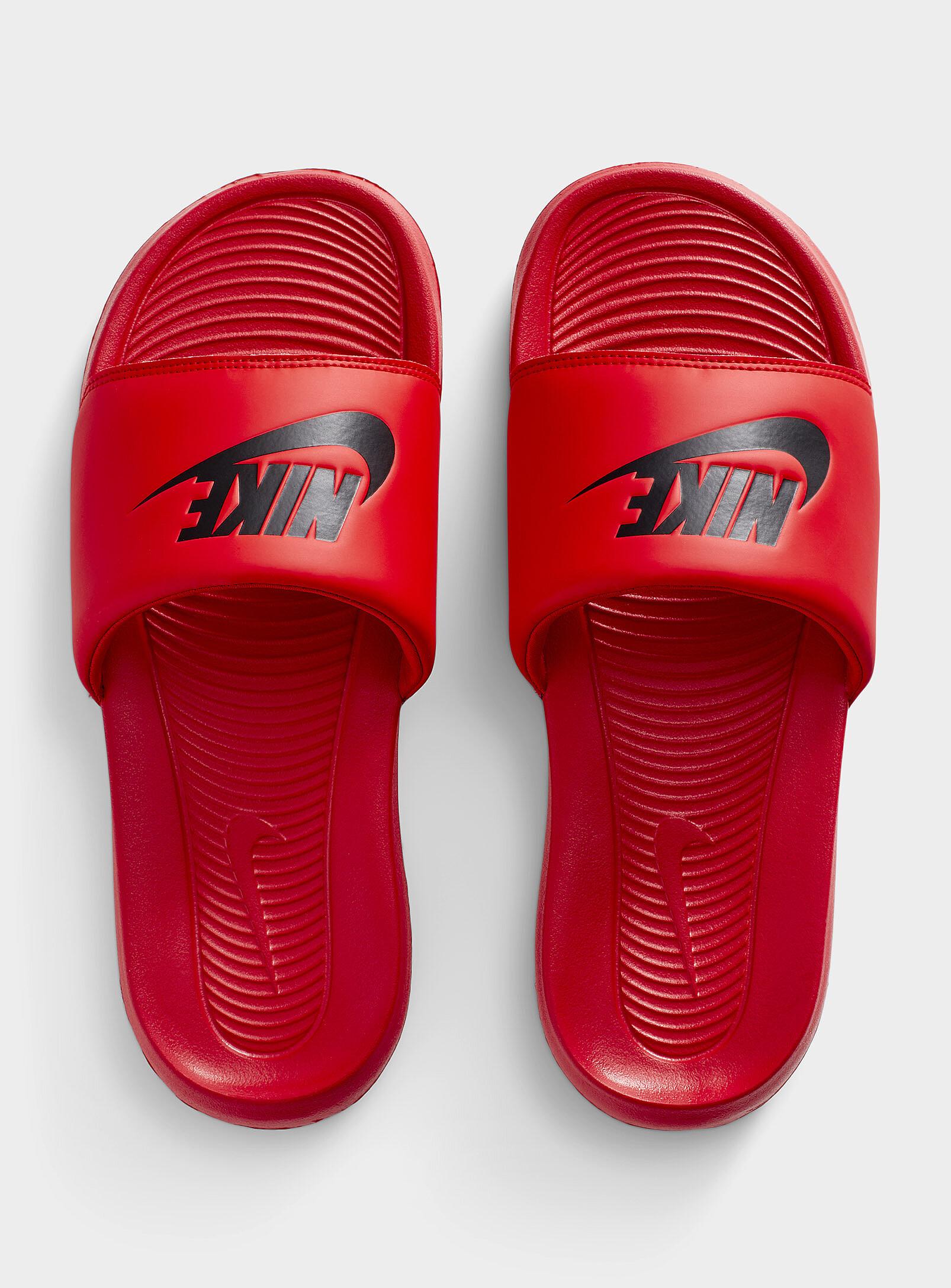 Nike red flip flops store