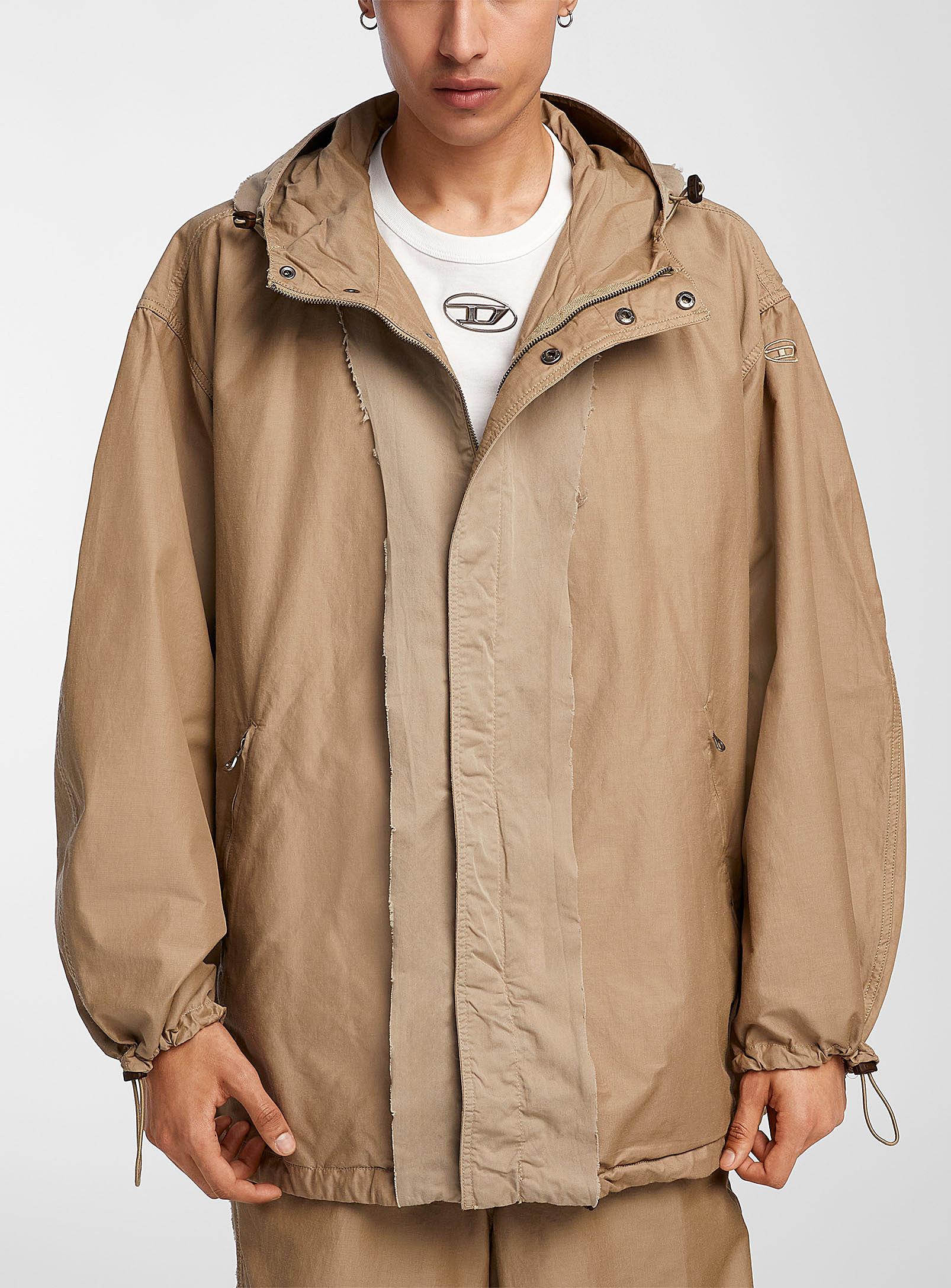 DIESEL Oversize Torn Effect Parka in Brown for Men | Lyst
