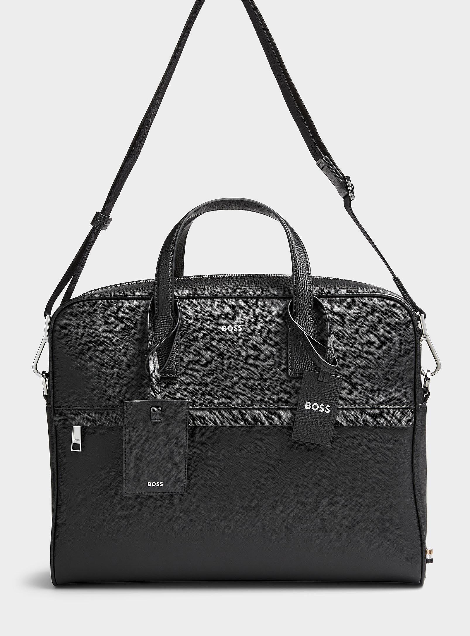 BOSS Zair Regenerated Leather Briefcase in Black for Men | Lyst