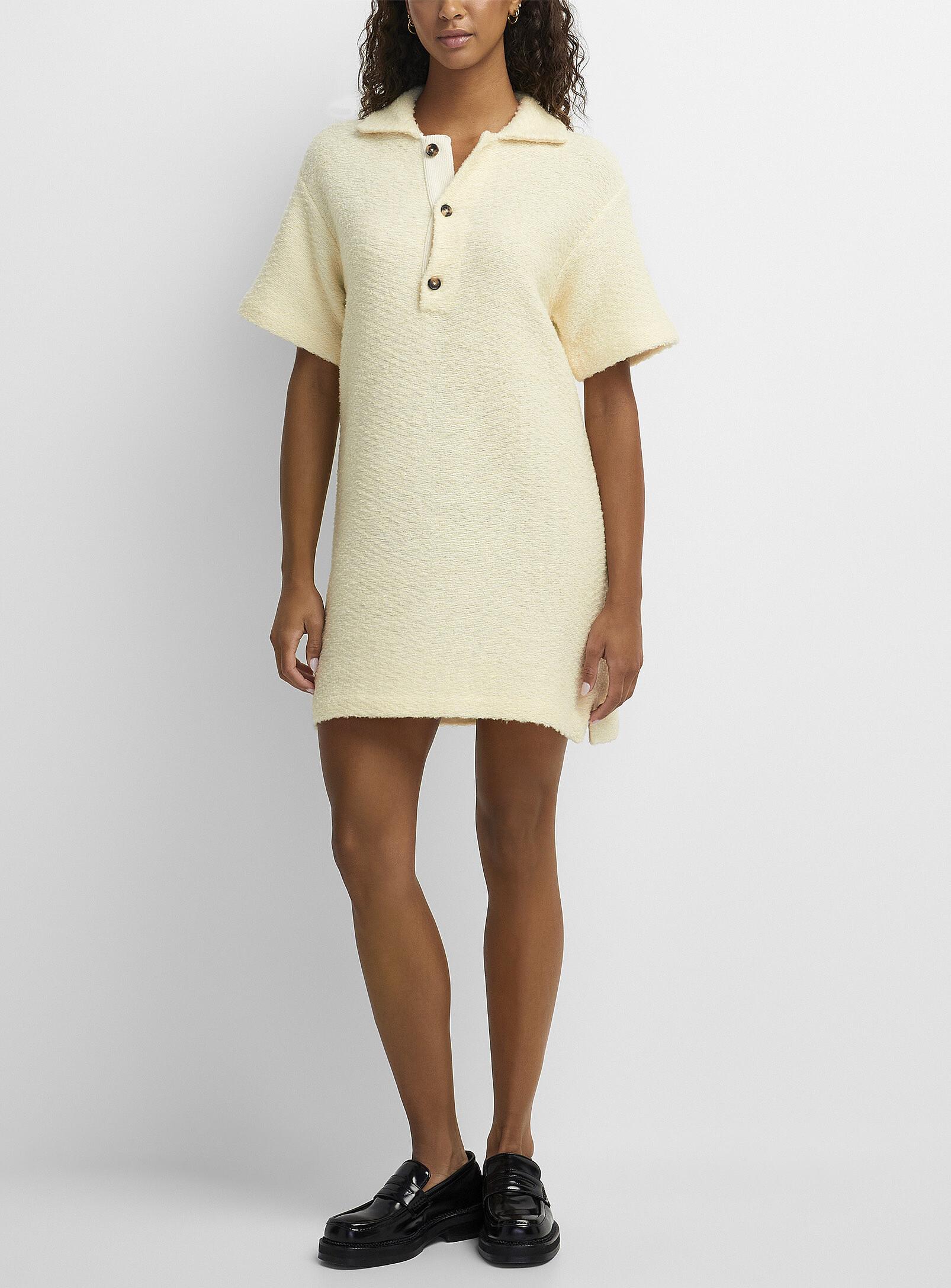 JW Anderson Bouclé Knit Polo Mini in Natural | Lyst