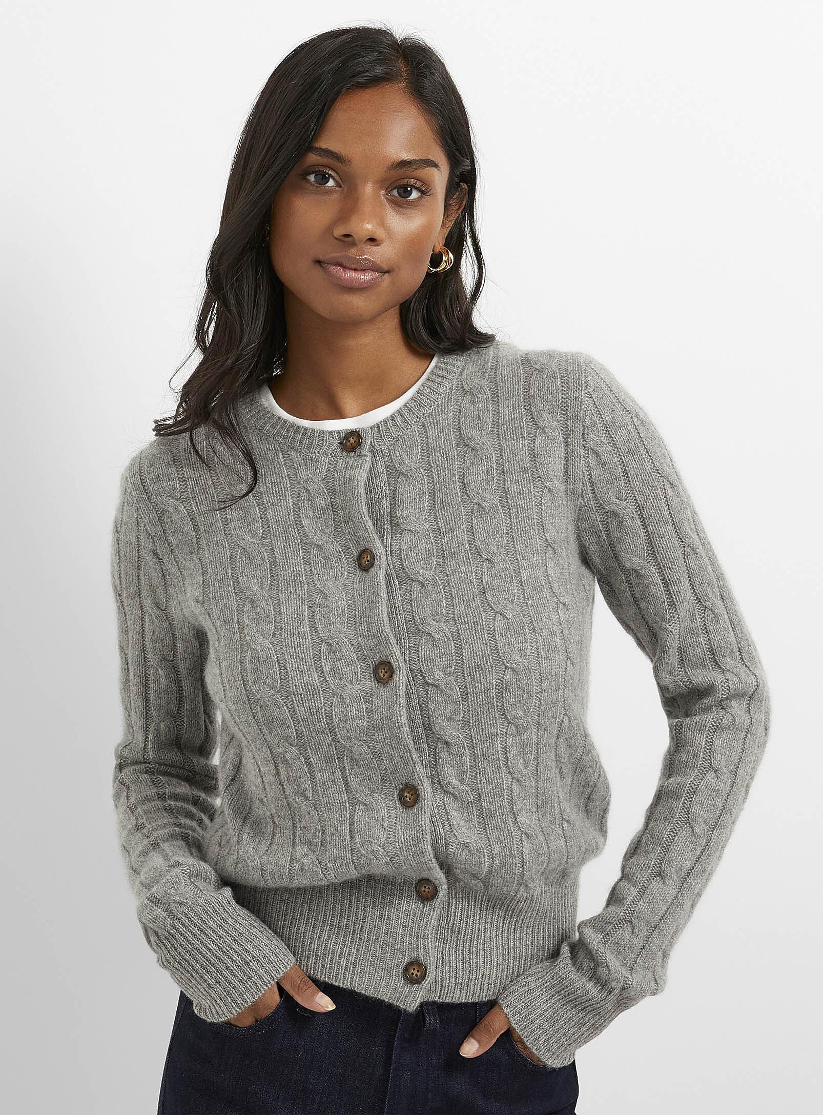 Polo Ralph Lauren Wool And Cashmere Twisted Cardigan in Gray | Lyst