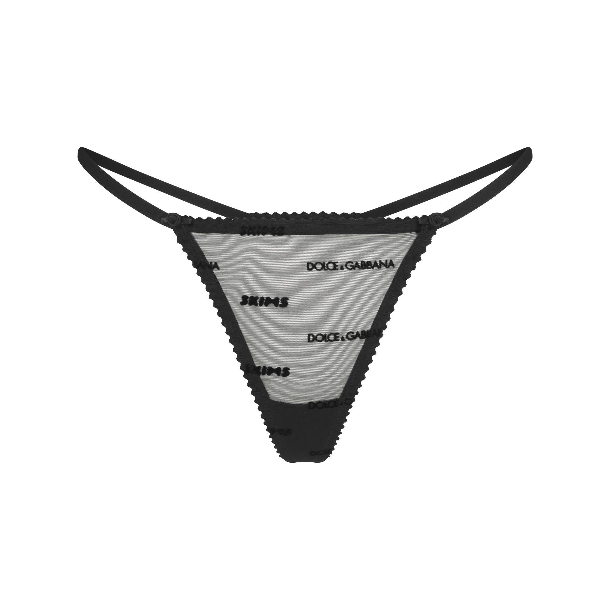 Skims Ultra Fine Mesh Logo String Thong in Gray | Lyst