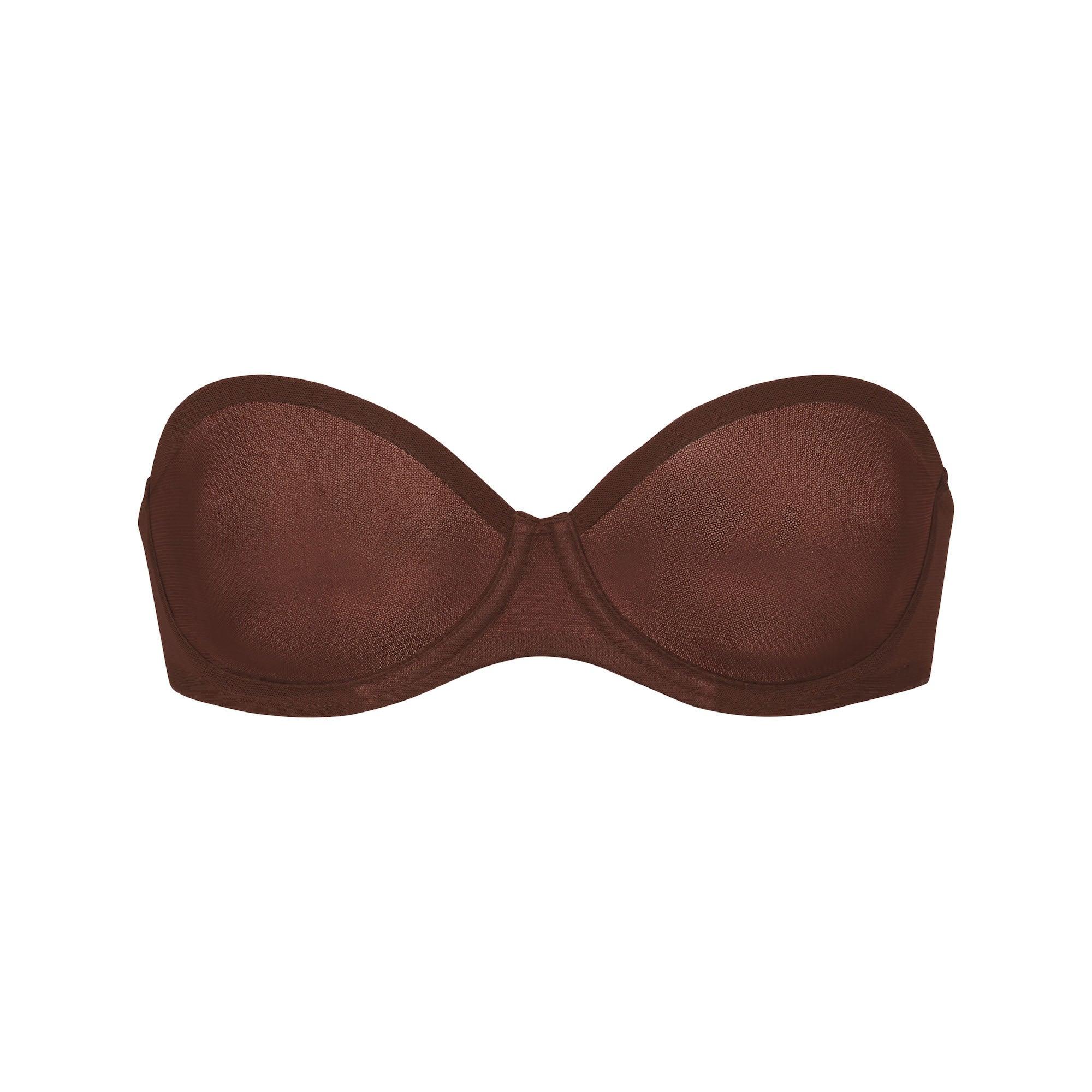 Skims Ultra Fine Mesh Strapless Bra In Mahogany Brown Lyst