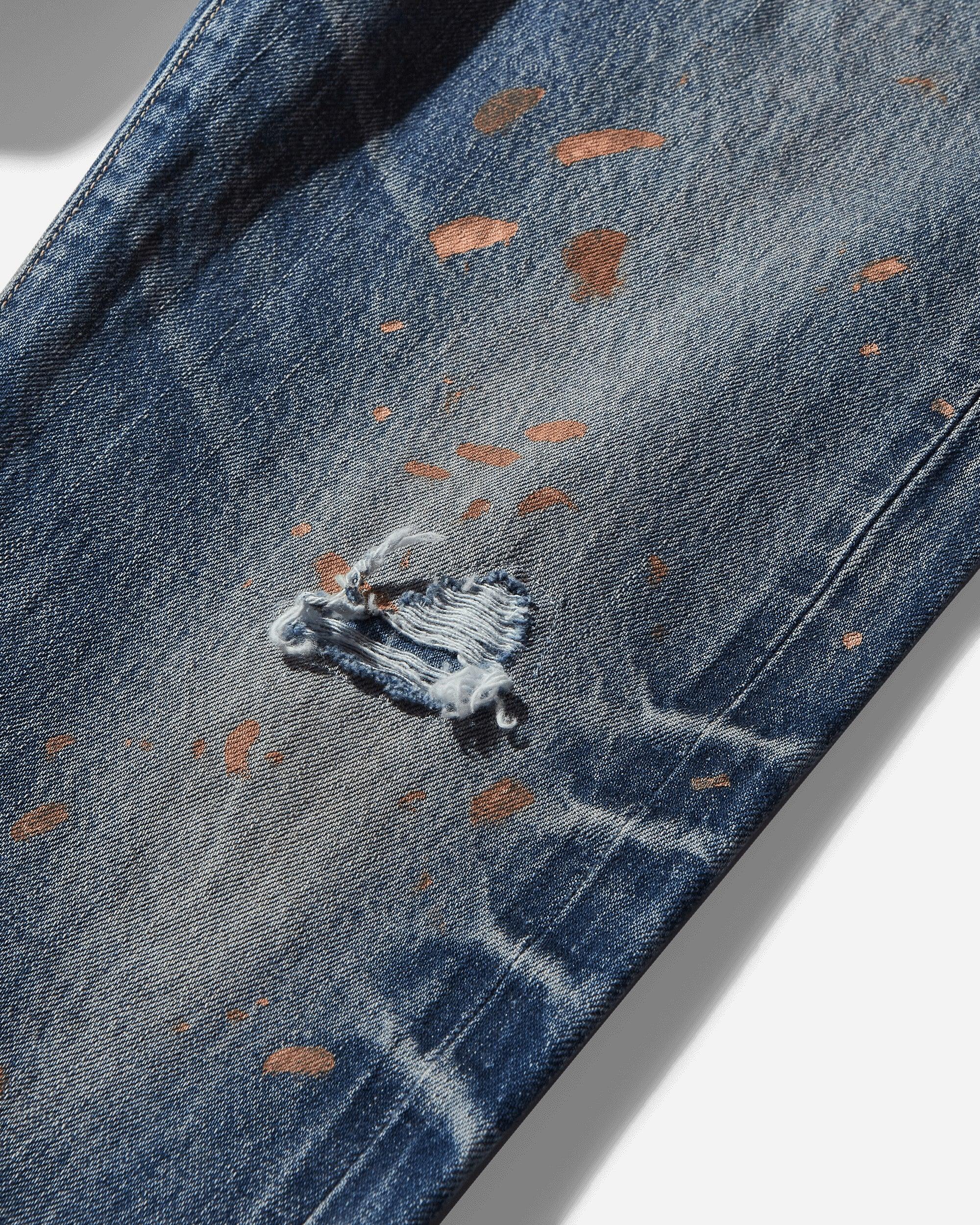 Visvim Men S Social Sculpture 01 Damaged-41 Jeans in Blue Visvim Men S Social Sculpture 01 Damaged-41 Jeans in Blue