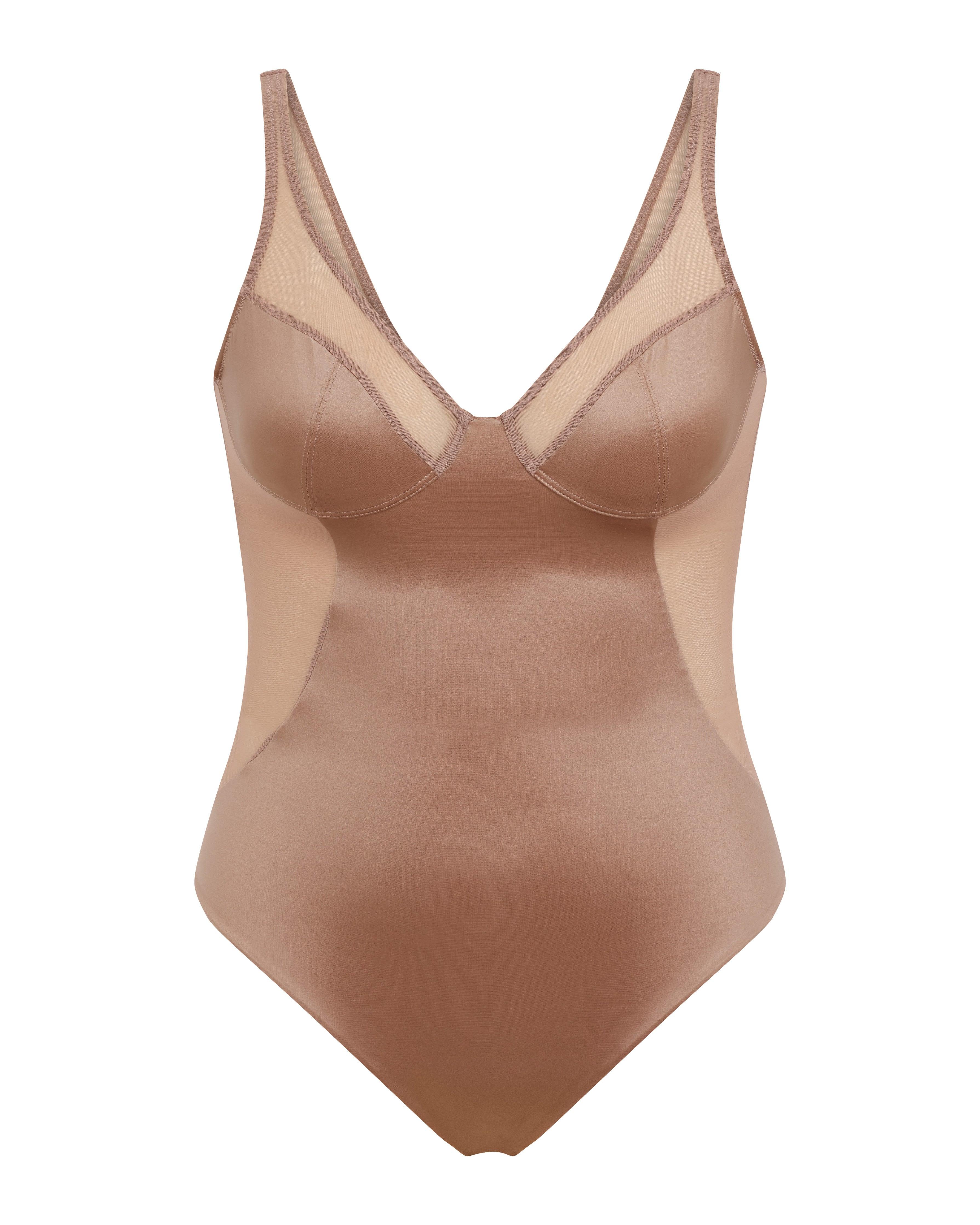 Spanx Shaping Satin Mesh Thong Bodysuit in Brown | Lyst Spanx Shaping Satin Mesh Thong Bodysuit in Brown | Lyst