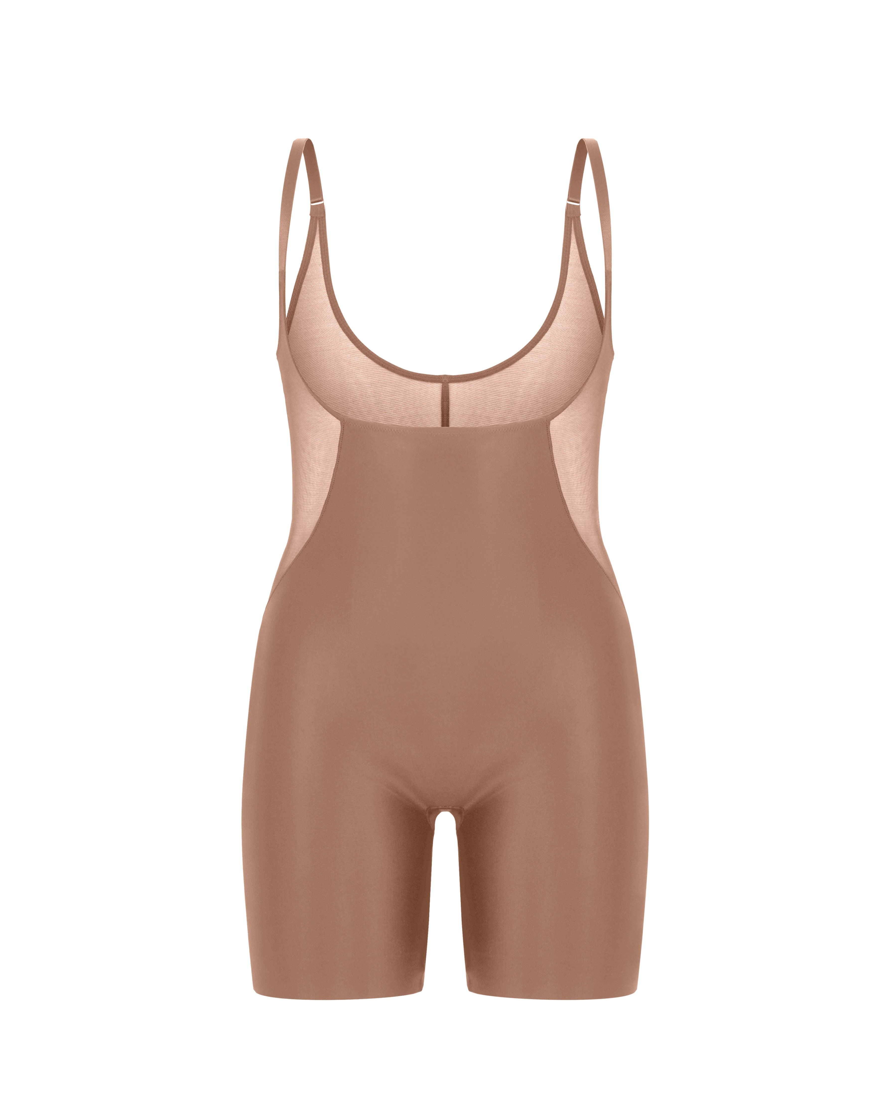 Spanx Shaping Satin Mesh Open-bust Mid-thigh Bodysuit in Brown | Lyst Spanx Shaping Satin Mesh Open-bust Mid-thigh Bodysuit in Brown | Lyst