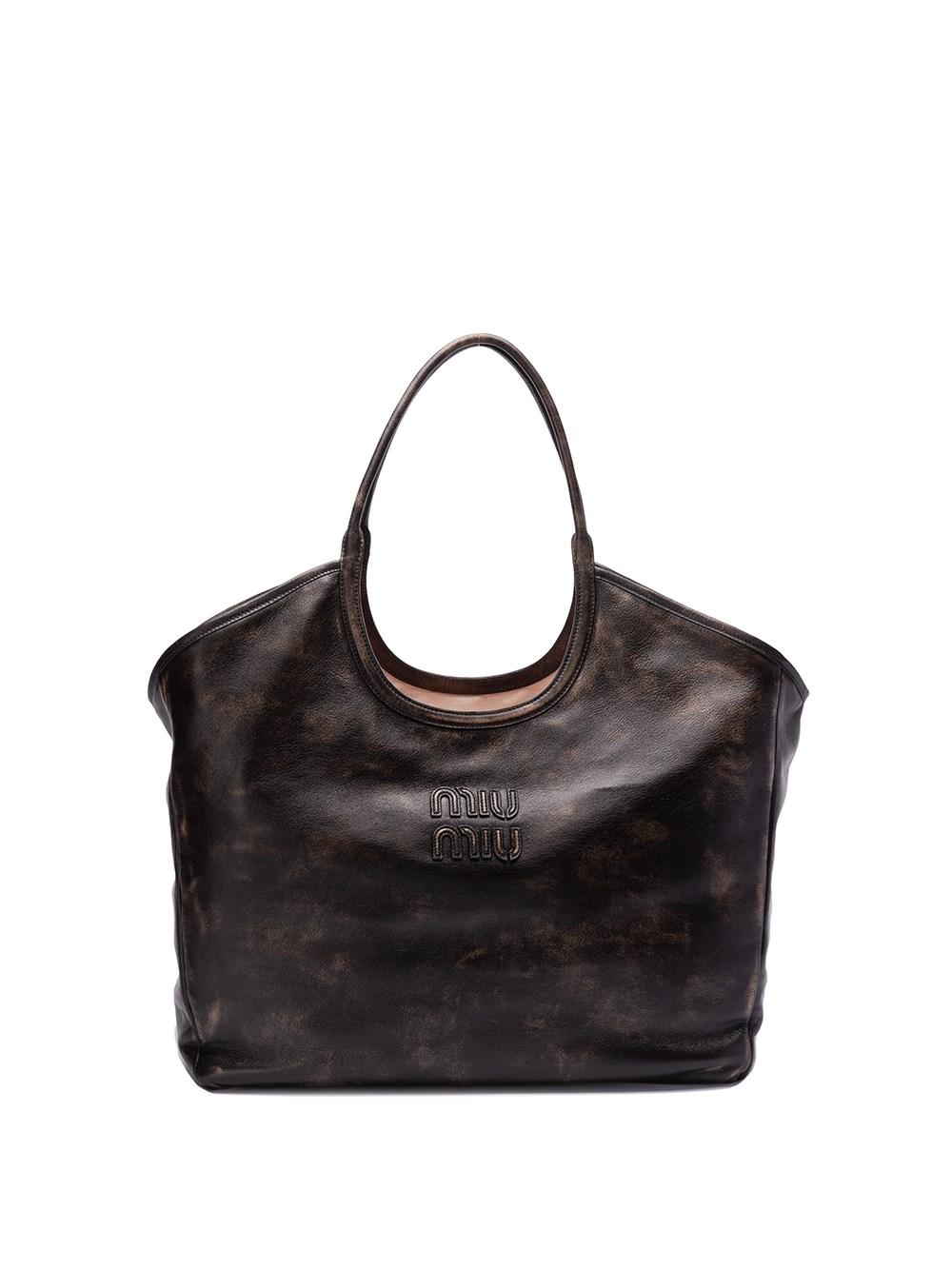 Miu Miu Vintage Leather Tote in Black | Lyst Miu Miu Vintage Leather Tote in Black | Lyst
