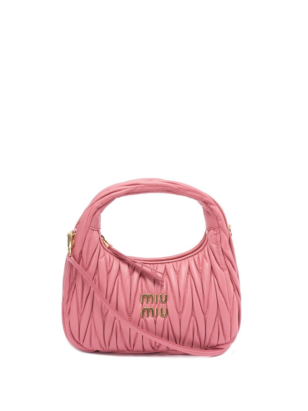 Miu Miu `miu Wander` Matelassé Leather Mini Hobo Bag in Pink | Lyst