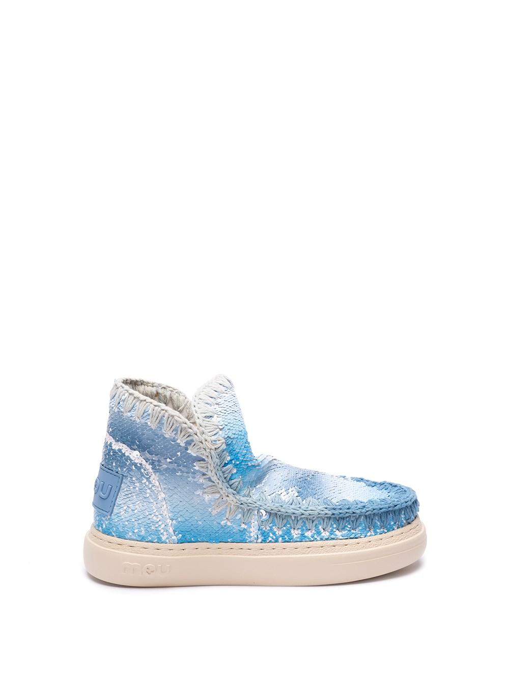 Mou Sneakers With Sequins Allover And Dégradé Stitching in Blue | Lyst