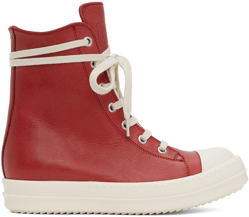 Rick Owens Red Washed Sneakers | Lyst