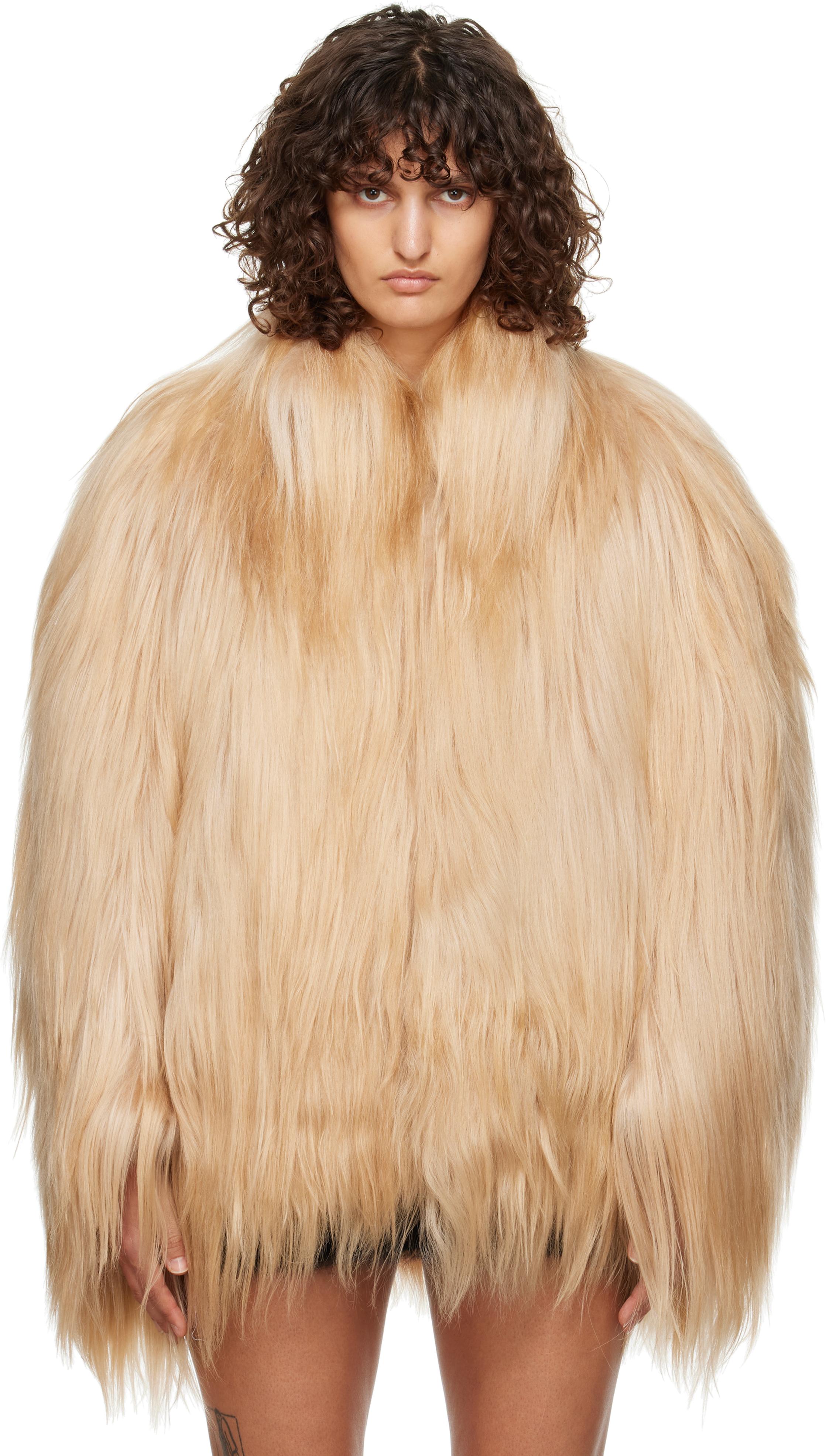 Marni Long Hair Short Faux-Fur Jacket in Natural | Lyst