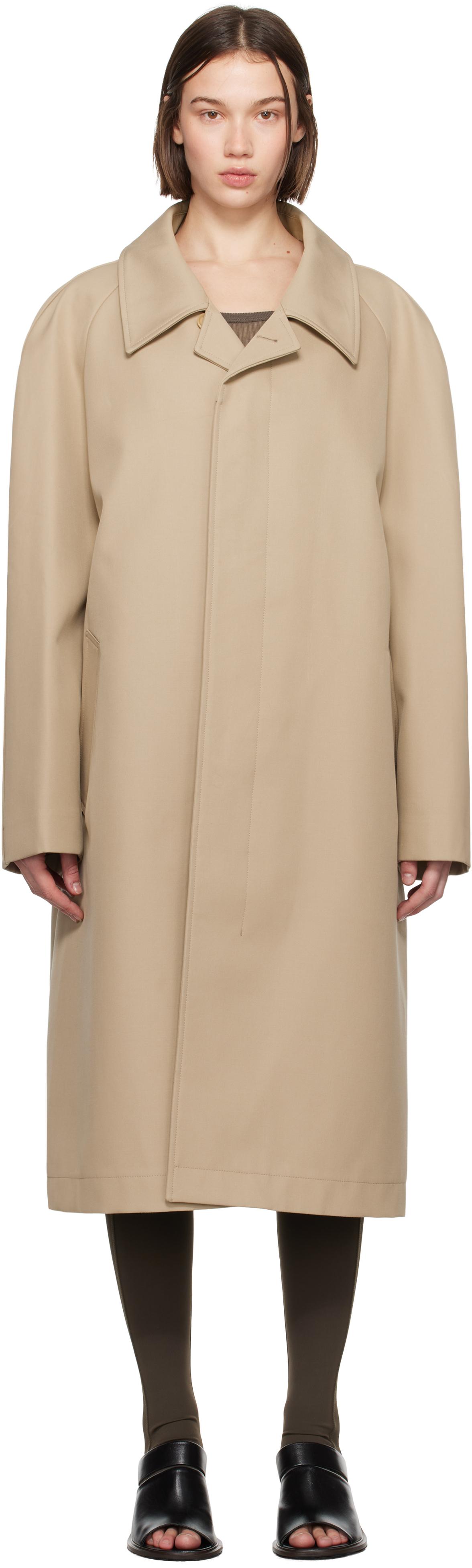 Lemaire Tan Car Coat in Black | Lyst