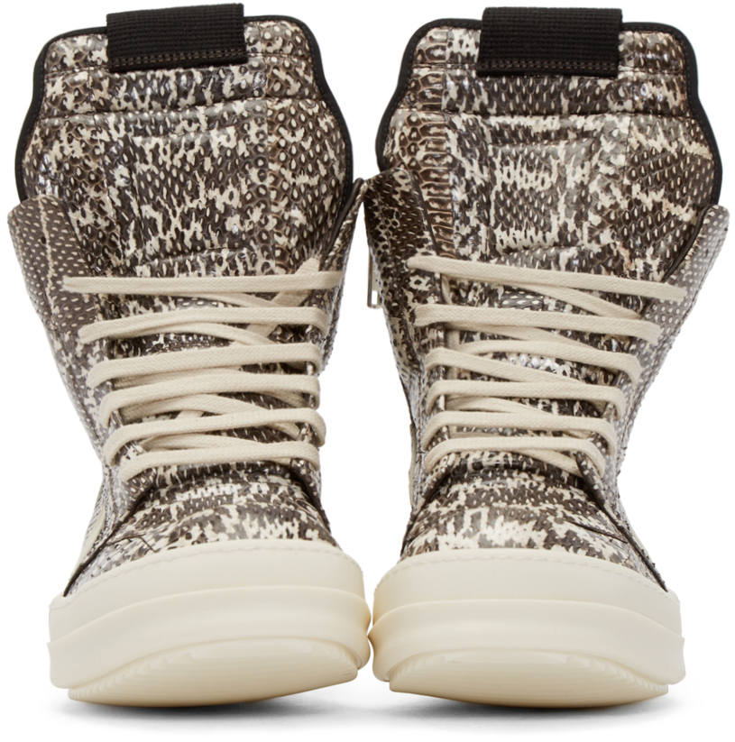 Rick Owens Leather Grey Snakeskin Geobasket High-top Sneakers in Gray ...