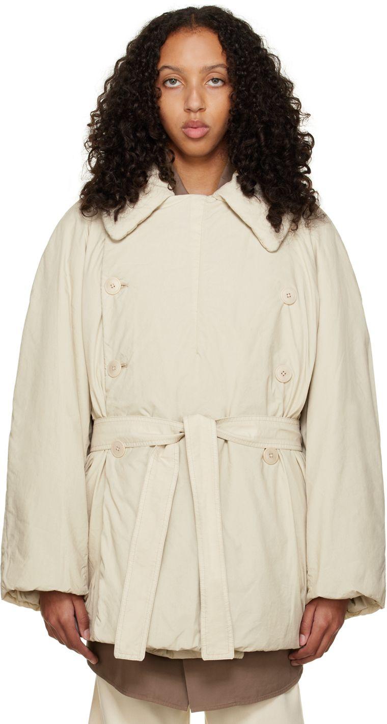 Lemaire Cotton Beige Padded Jacket in Natural | Lyst