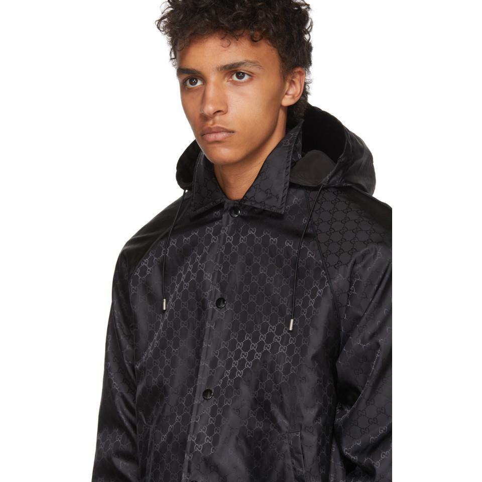 Gucci Satin Black GG Supreme Windbreaker for Men - Lyst