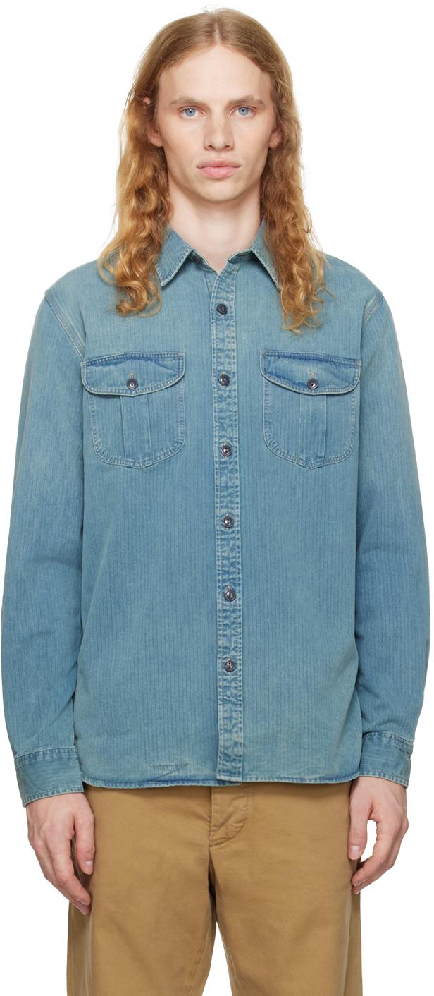 RRL Herringbone Work Shirt in Blue for Men | Lyst