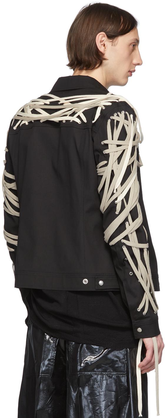 メンズ Rick Owens ブラック メガ レース ワーカー ジャケット メンズ Rick Owens ブラック メガ レース ワーカー ジャケット