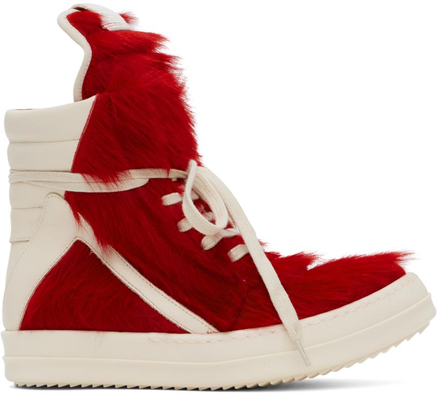 Rick Owens Off- Geobasket Sneakers in Red | Lyst