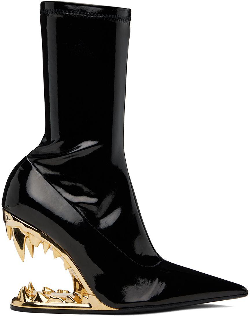 Gcds Black Morso Vinyl Boots | Lyst