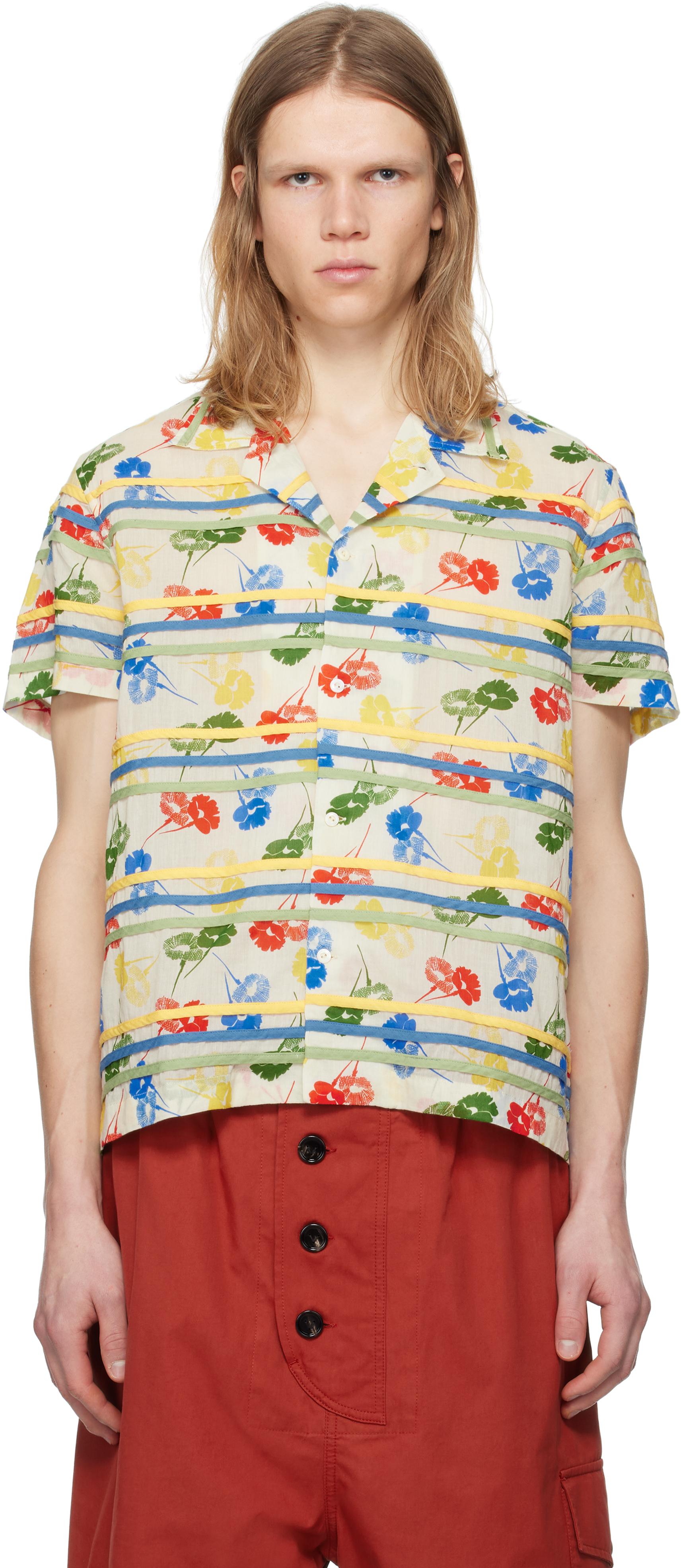 Bode Flower Stamp Short Sleeve Shirt in Red for Men | Lyst UK