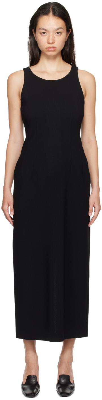 AURALEE Tense Wool Double Cloth Midi Dress in Black | Lyst