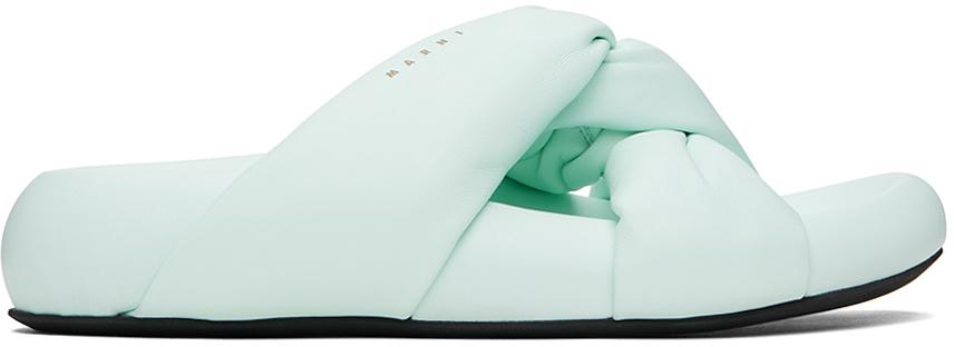 Marni Blue Tie Sandals in Black | Lyst