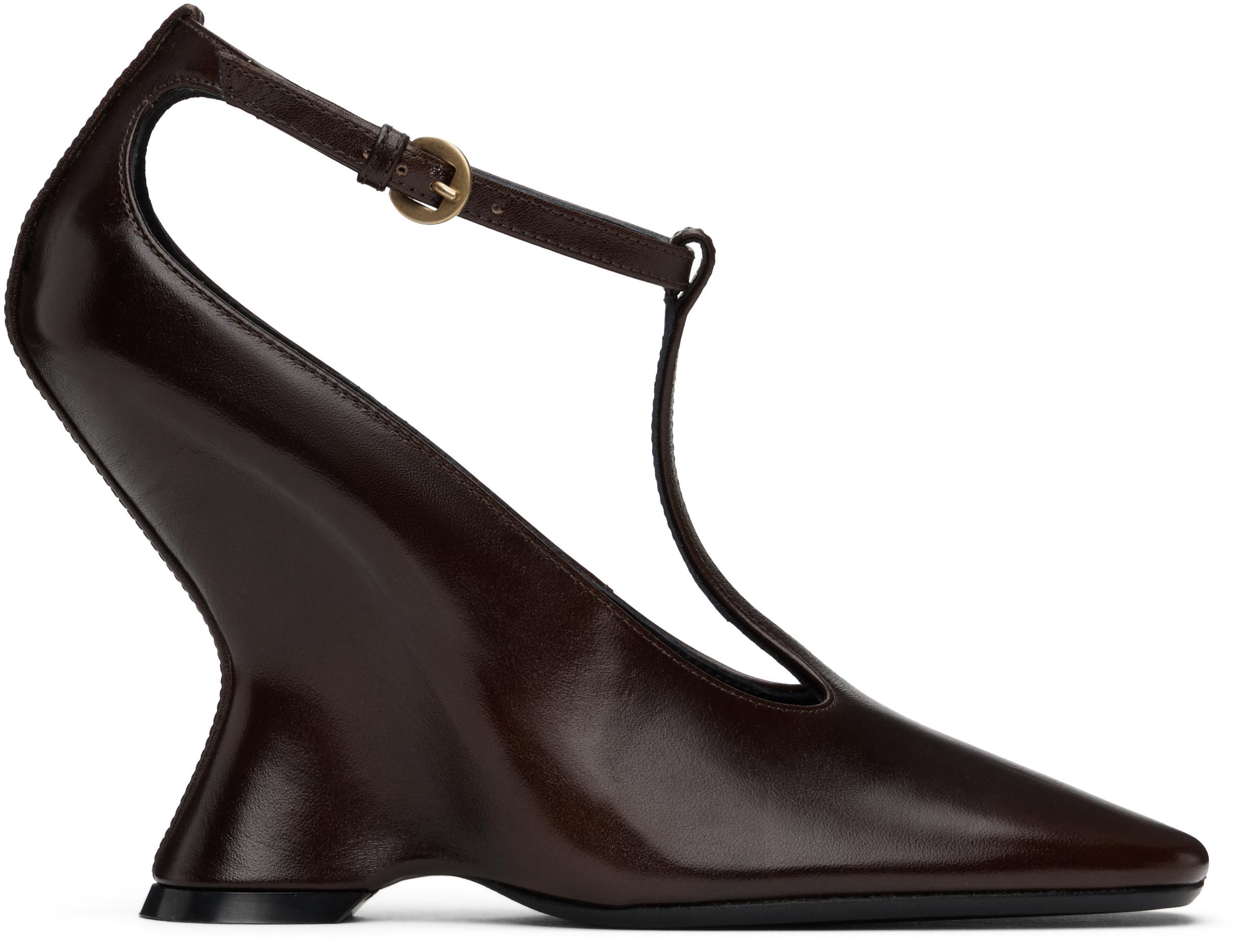 Dries Van Noten Tan Leather Wedge Mary Jane Heels in Black | Lyst