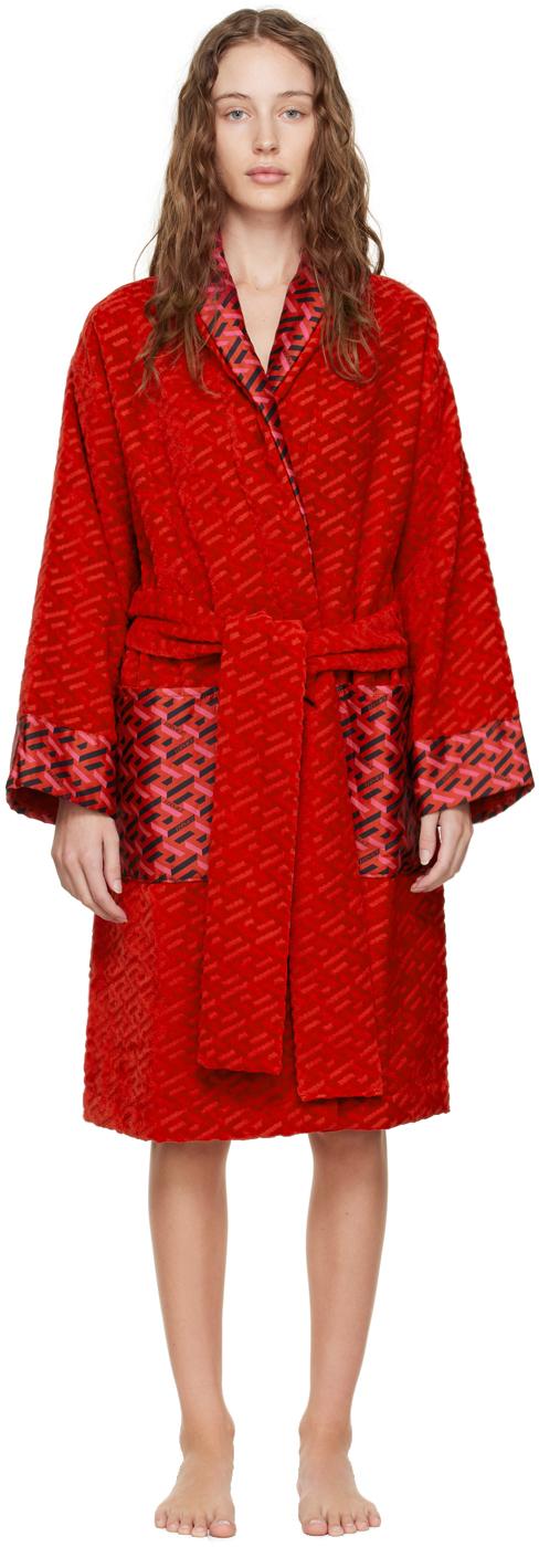 Versace Greca Robe in Red | Lyst
