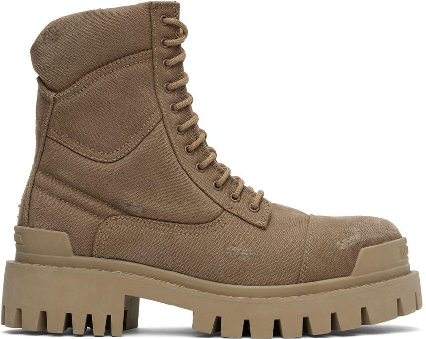 Balenciaga Beige Combat Strike Boots in Brown for Men | Lyst