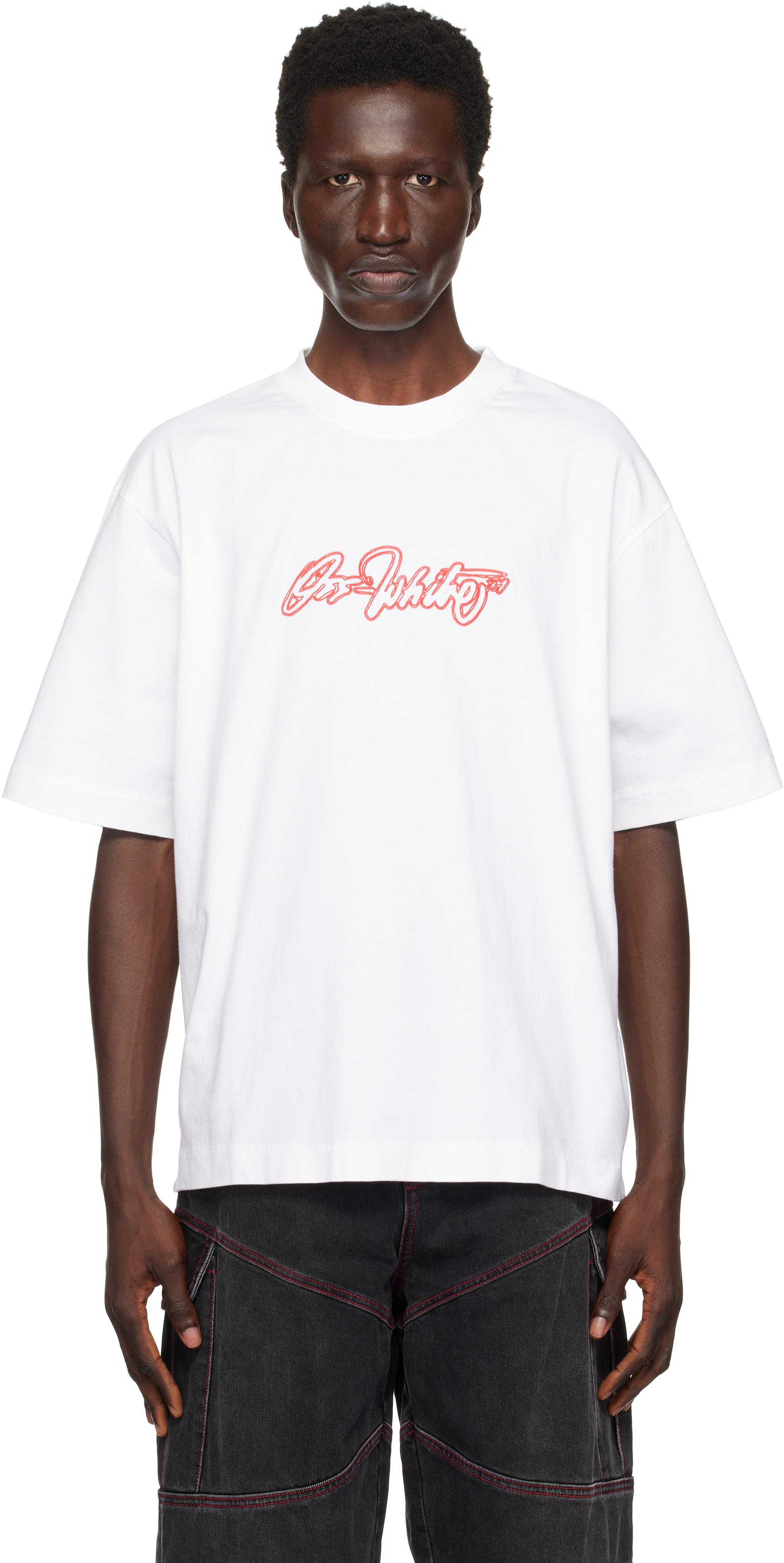 Off-White c/o Virgil Abloh Off- Script Outline Skate T-Shirt in White ...