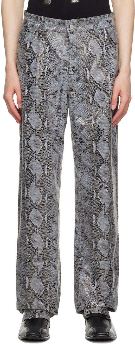 Theophilio Ssense Exclusive Snake Print Leather Pants in Black for Men ...